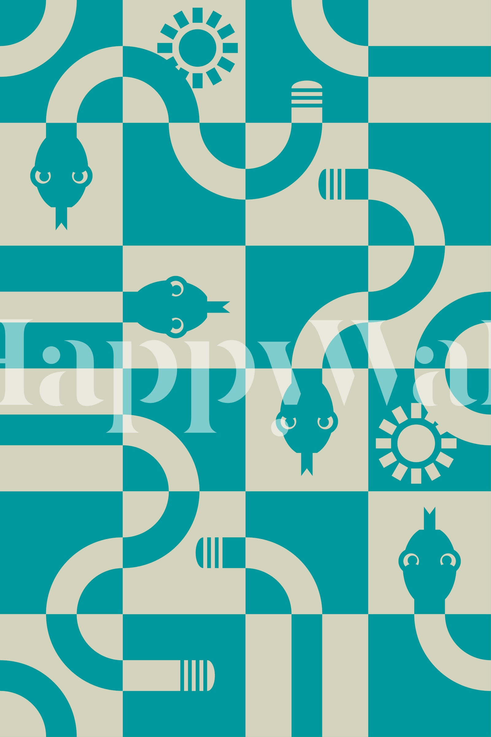 Turquoise Geometric Snake Wallpaper