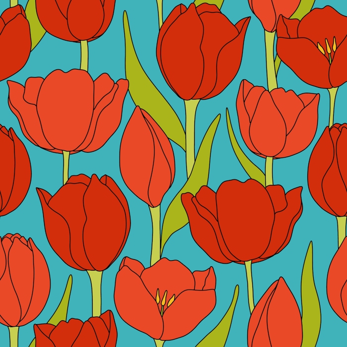 Bold Tulip Blooms Design - happywall.com