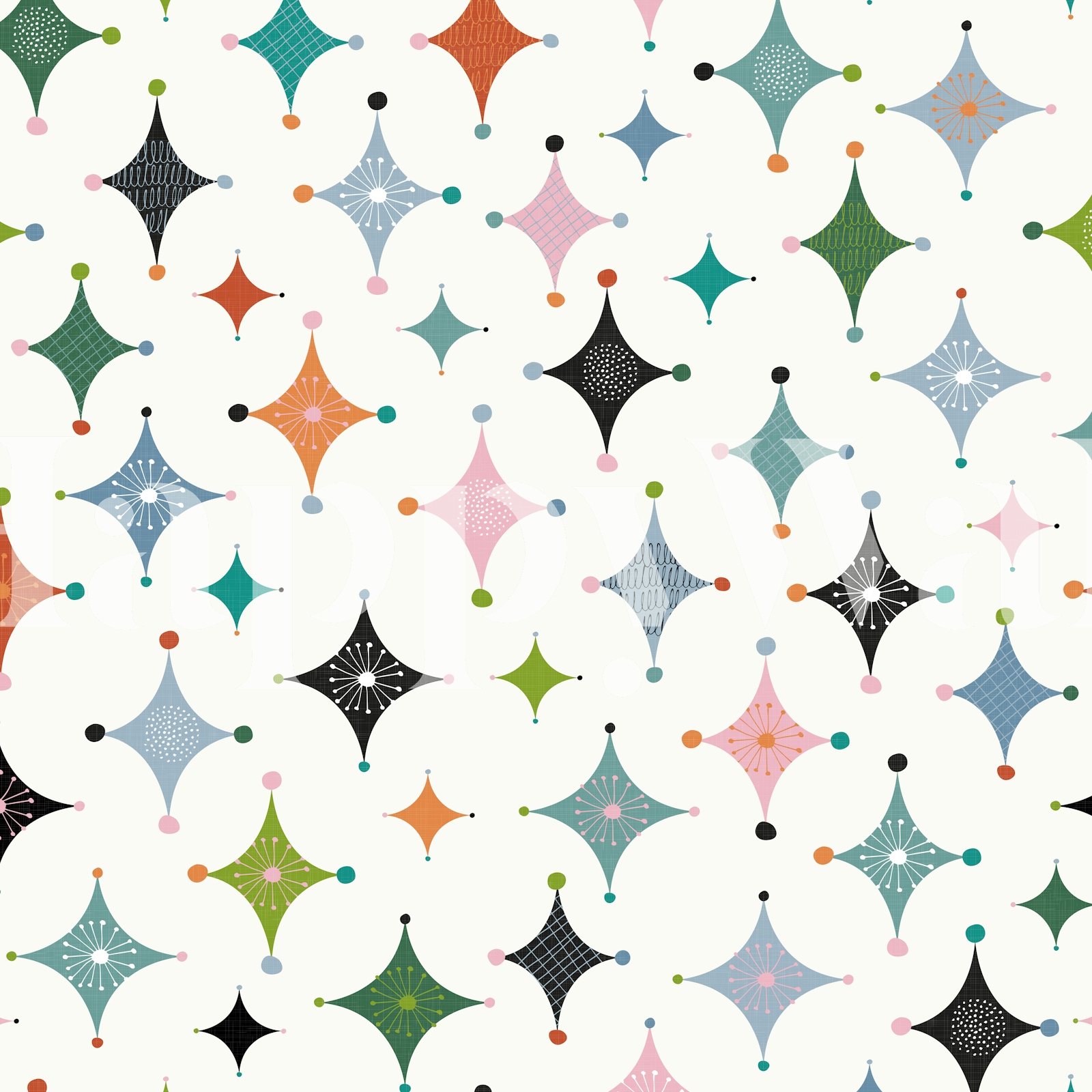 Mid Century Star Shapes Wallpaper
