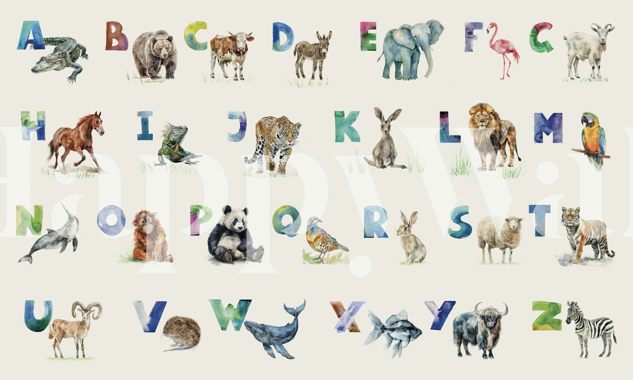 Watercolor Animal Alphabet Wallpaper