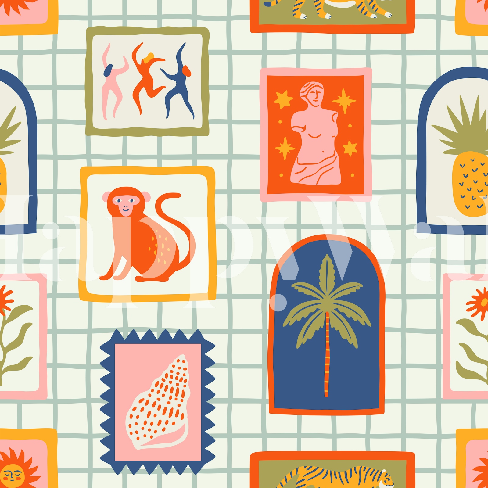 Retro Tropical Fun Wallpaper | happywall.com