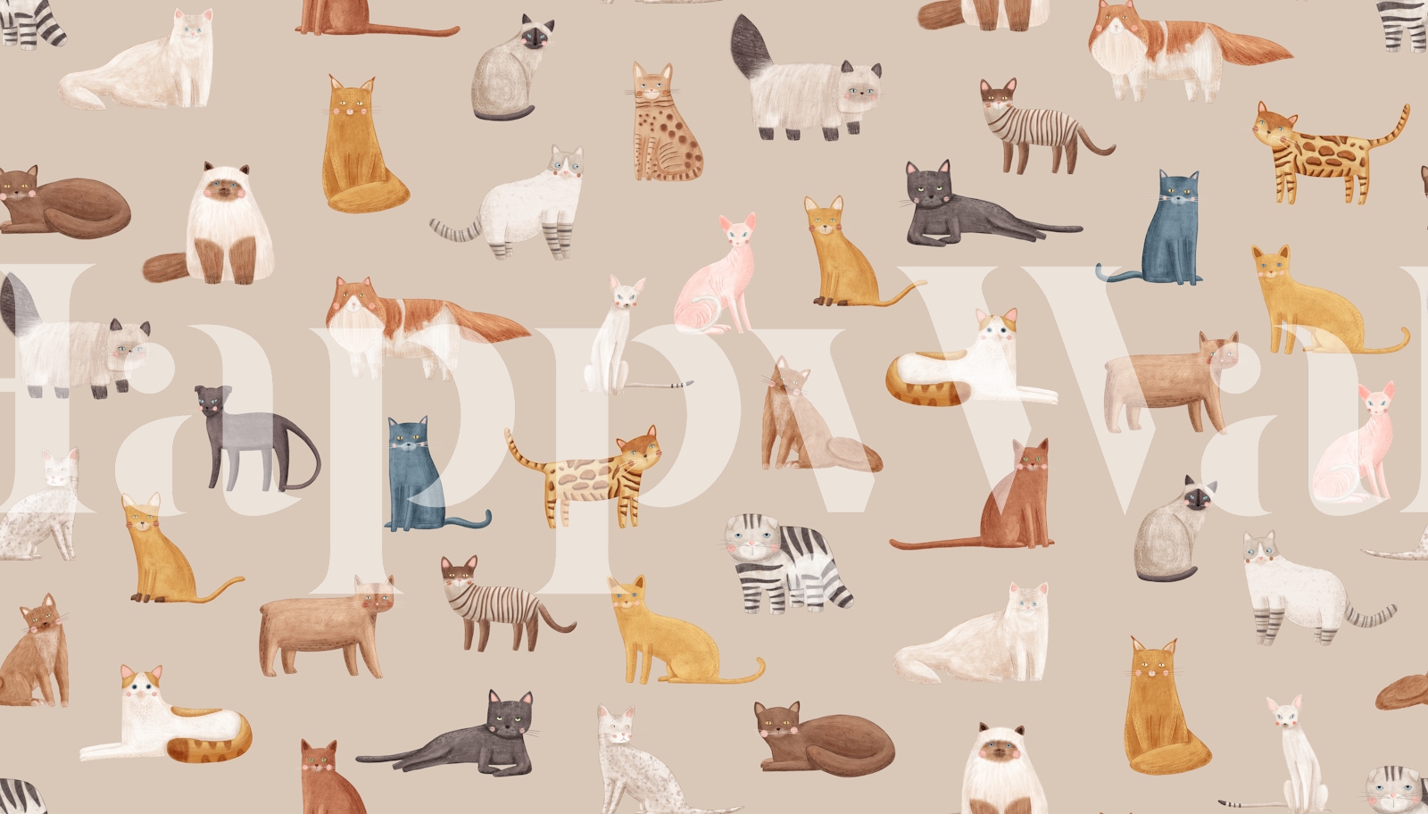 Cute Cat Pattern Wallpaper for Kids Rooms