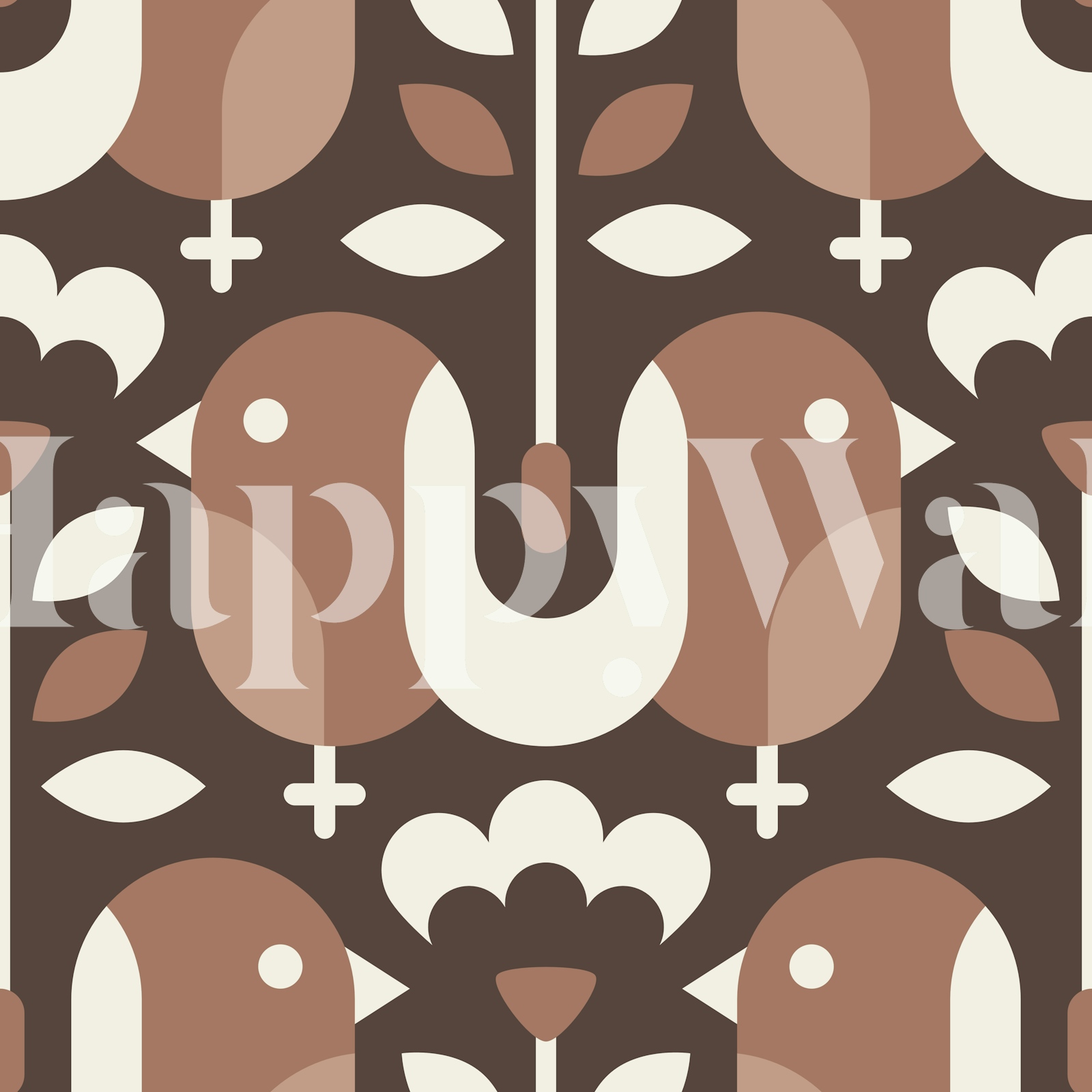 Earthy Bird Pattern Brown Wallpaper