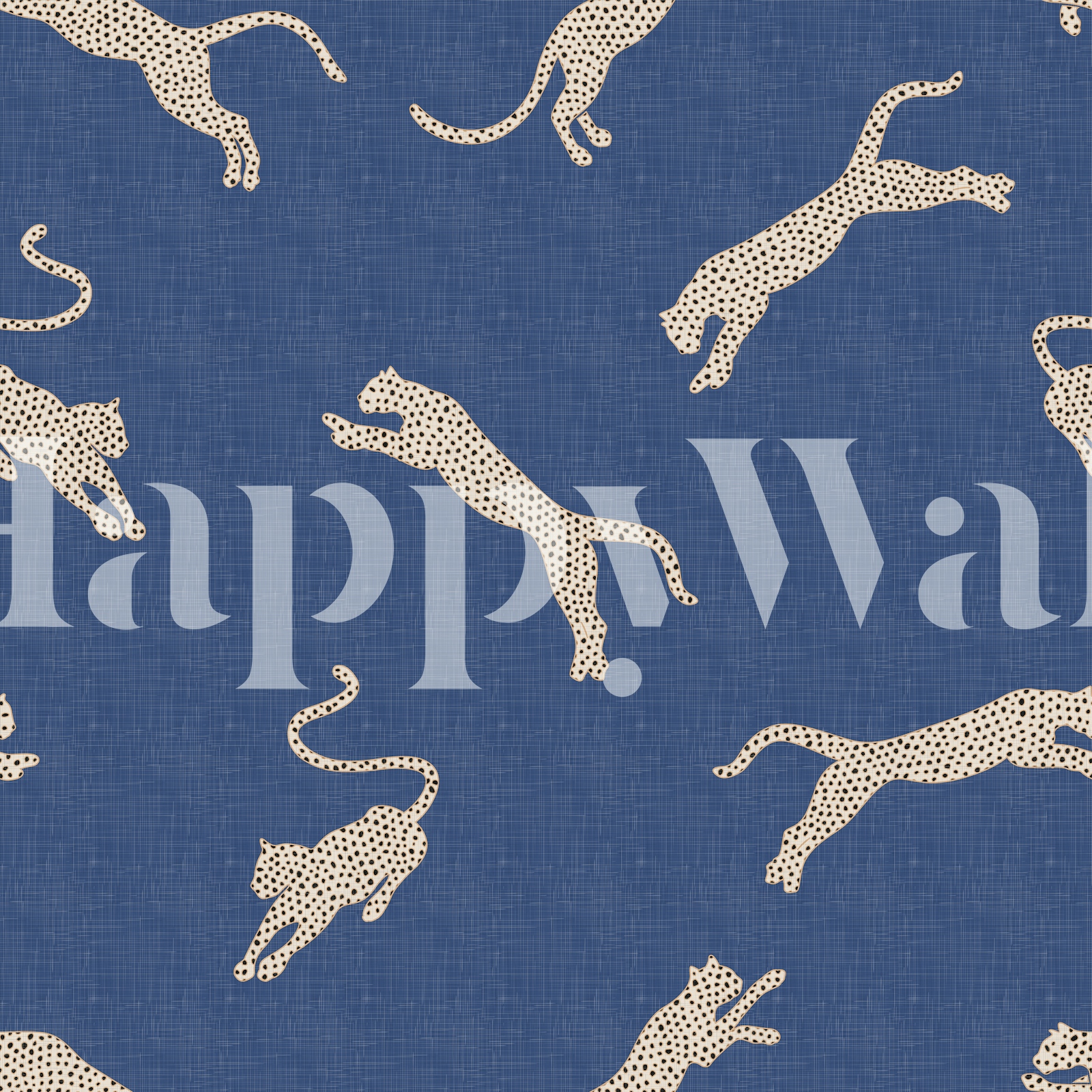 Vintage Blue Leopard Print Wallpaper