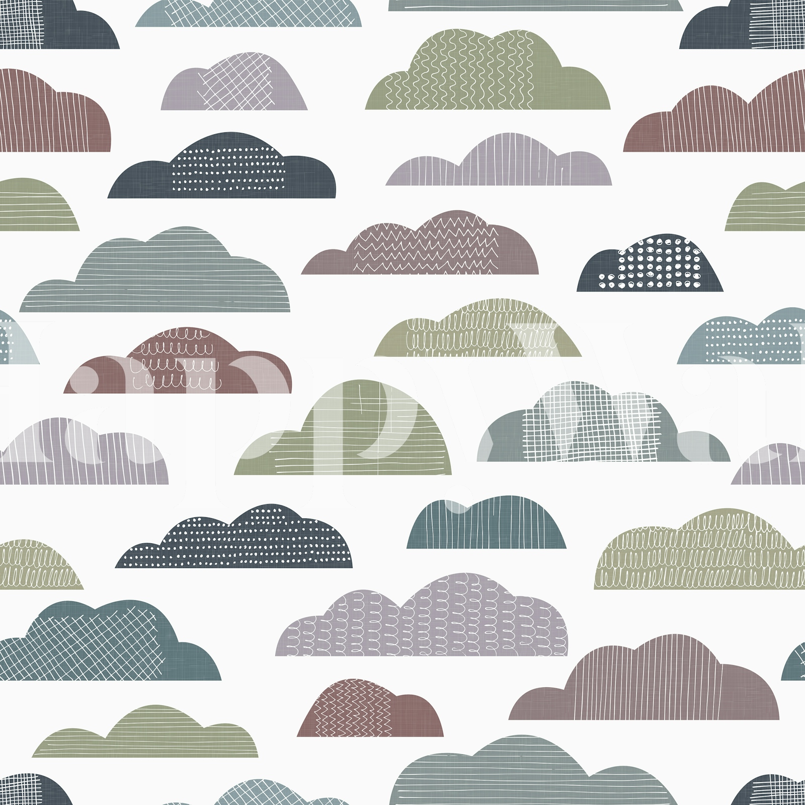 Mid Century Modern Clouds Wallpaper | happywall.com