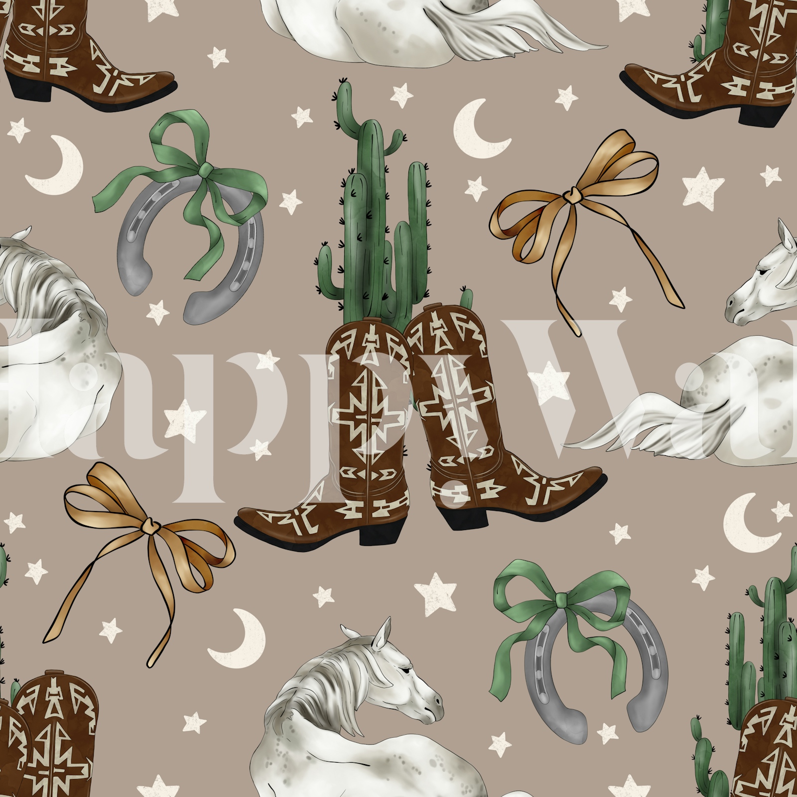 Rustic Western Themed Wallpaper Design