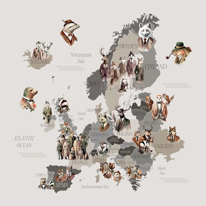 Dapper Animals of Europe Wallpaper