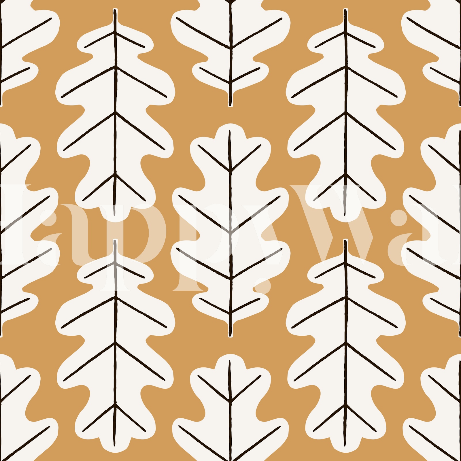 Mustard Leaf Pattern Wallpaper