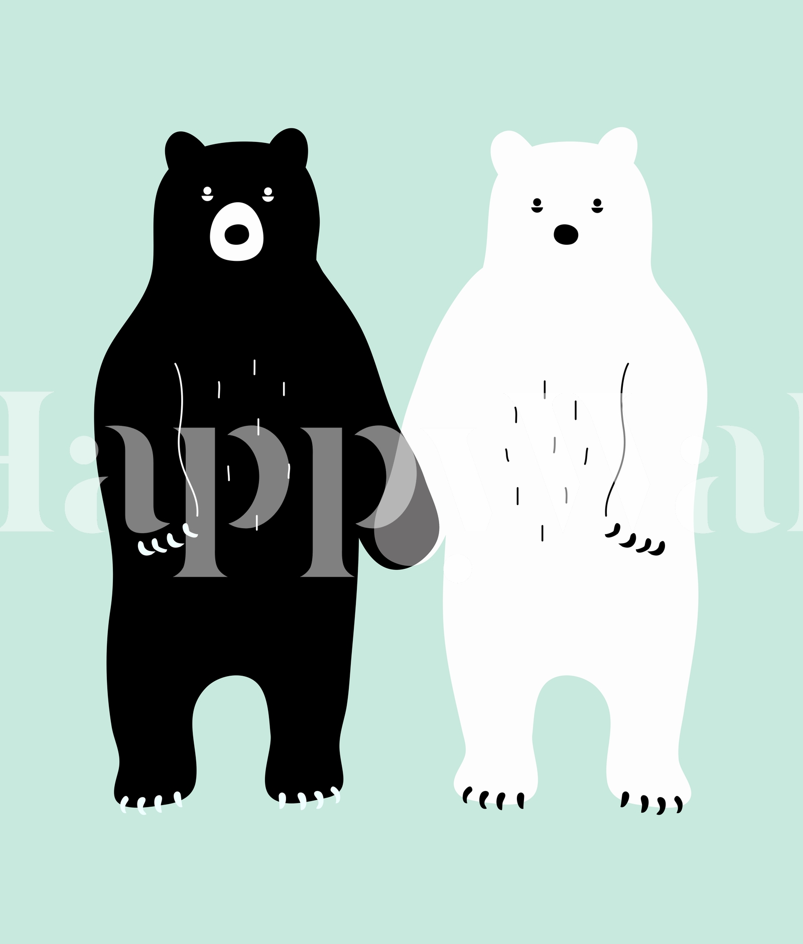 Two Bear Wallpaper for Rustic Home and Kids' Room | Happywall