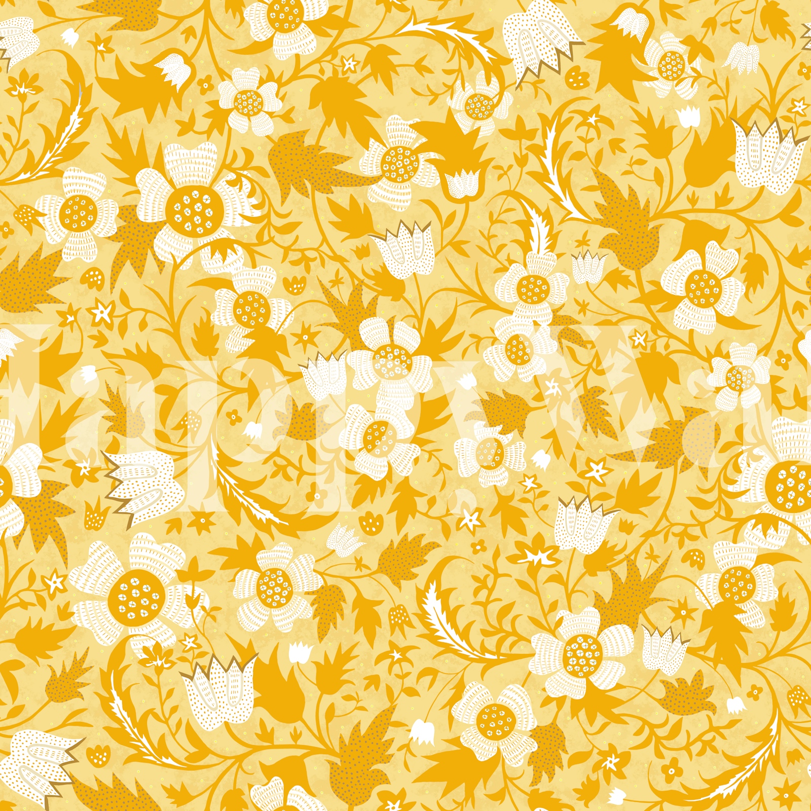 Yellow Floral Wallpaper for Modern Interiors