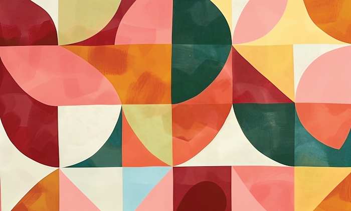 Retro Geometric Color Block Wallpaper