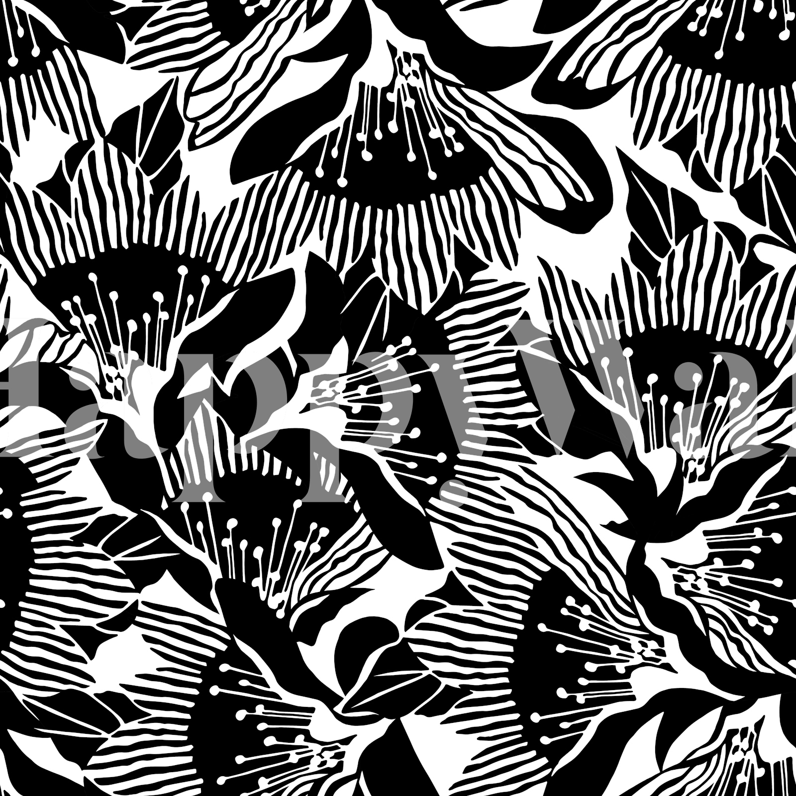 Graphic Floral Splendor Wallpaper | happywall.com