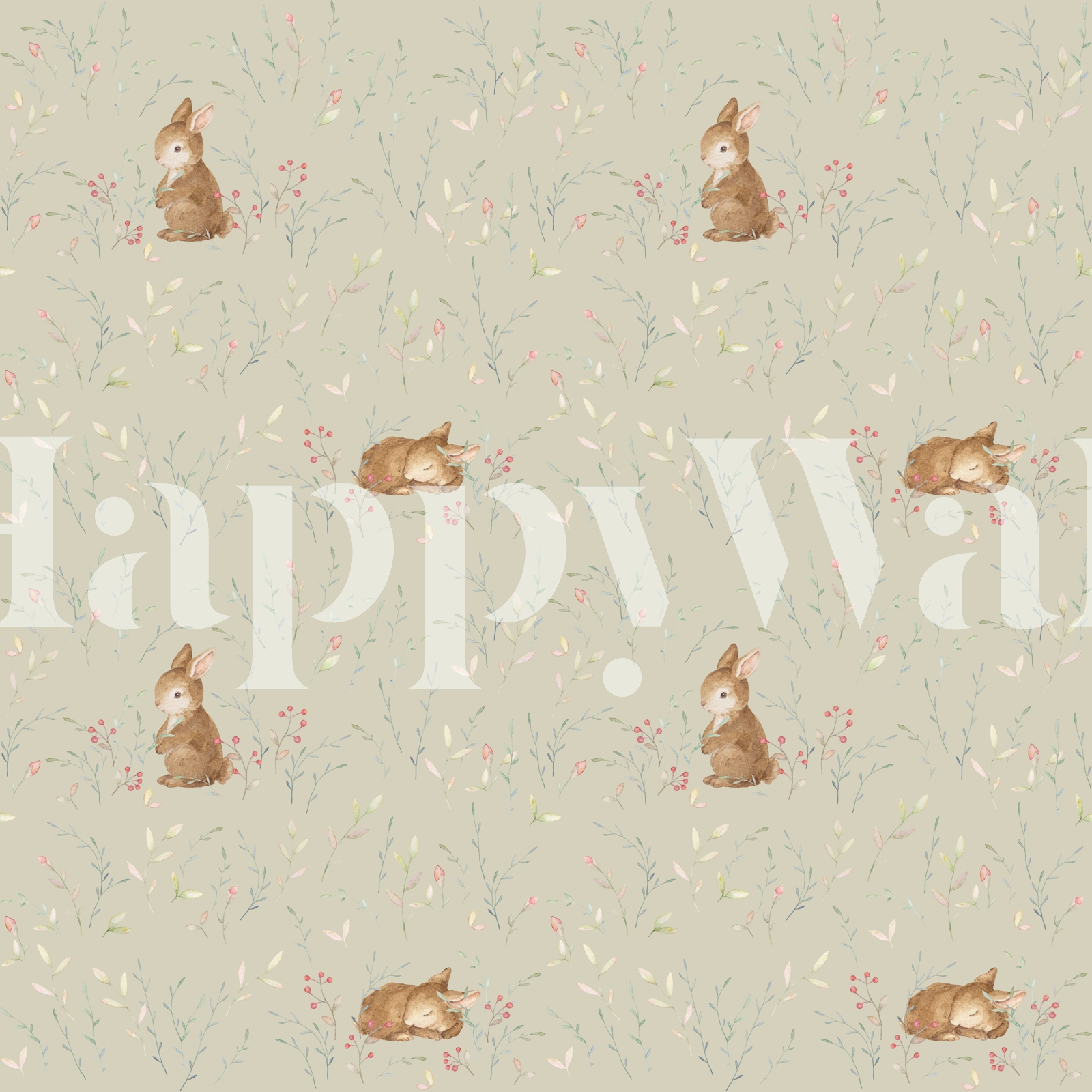 Soft Bunny Green Wallpaper for Nursery