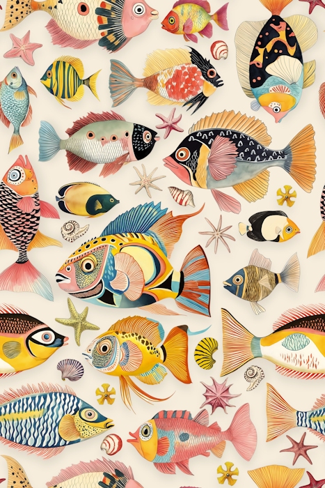 Vibrant Ocean Life Fancy Fish Wallpaper