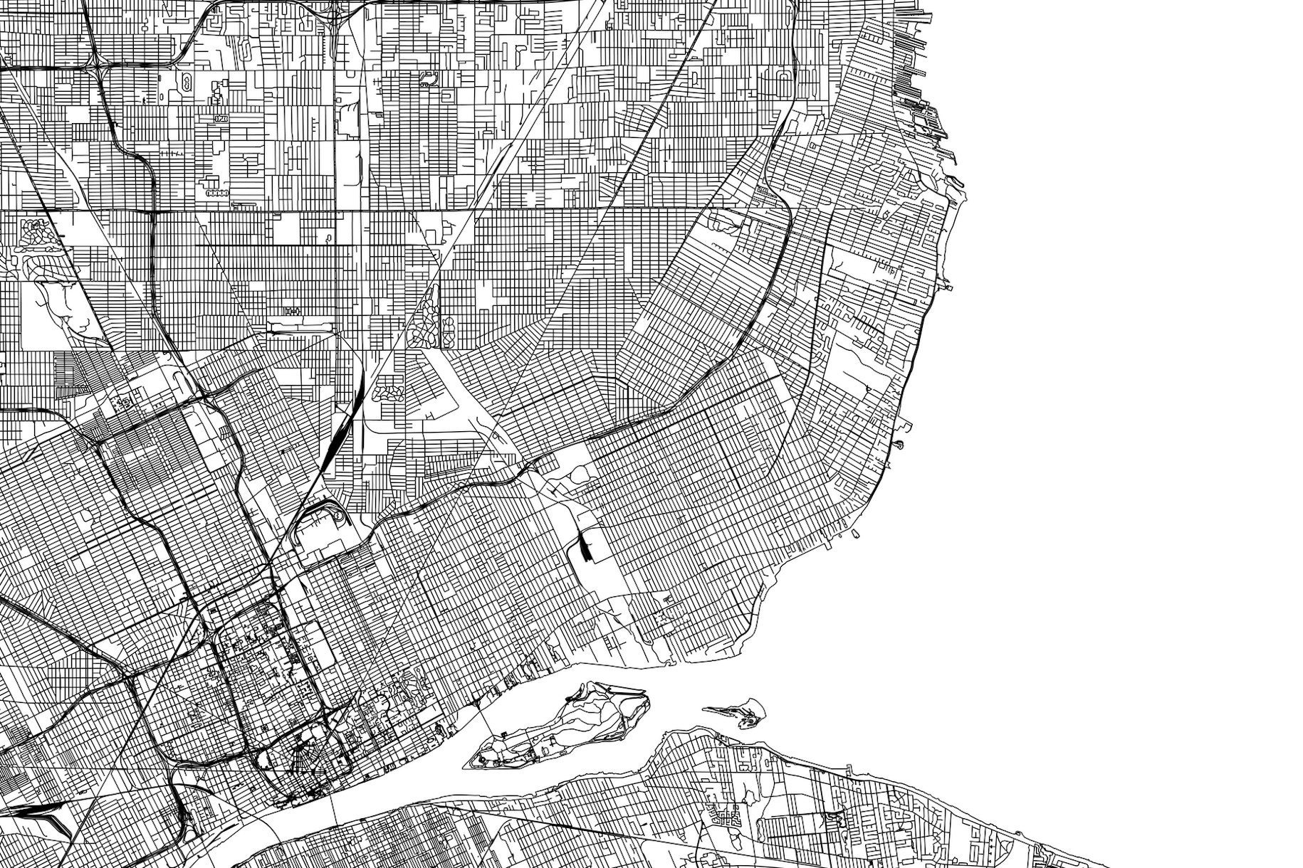 Detroit Map Wall Mural - Modern Urban Design Wallpaper for Home ...