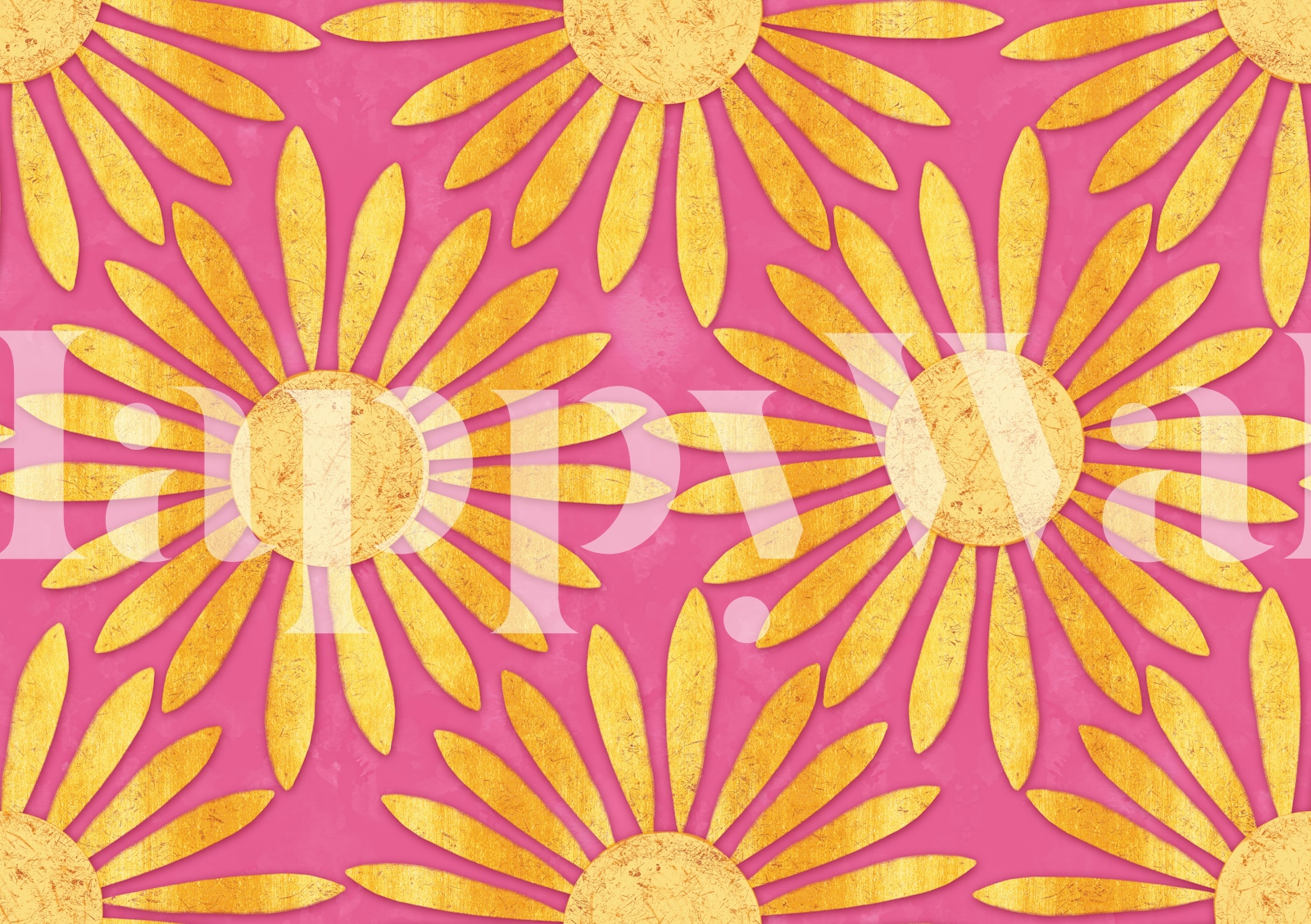 Pink Gold Sunflower Pattern Wallpaper