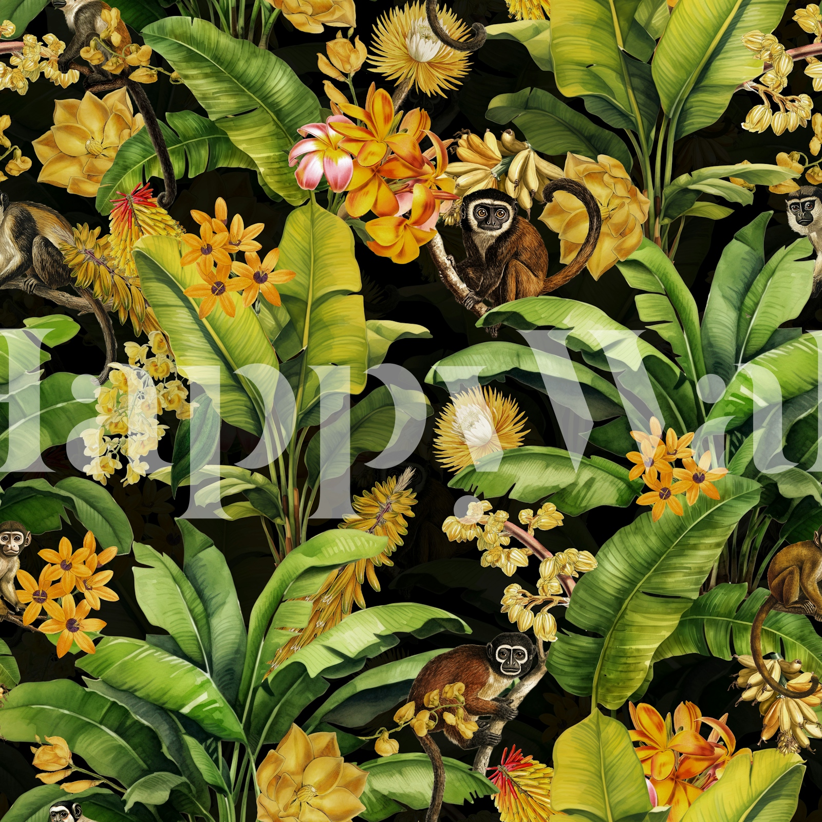 Tropical Jungle Monkeys Adventure - Happywall