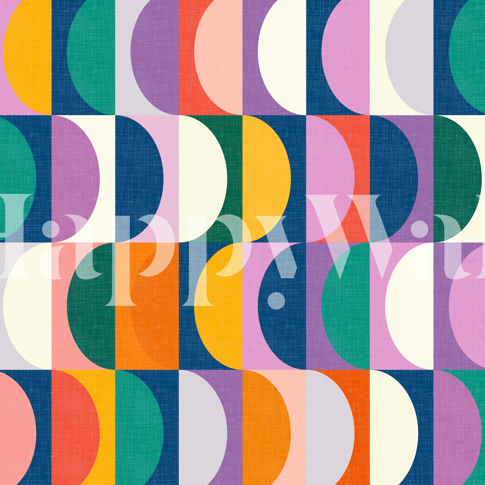 Mid Century Modern Colorful Shapes Wallpaper