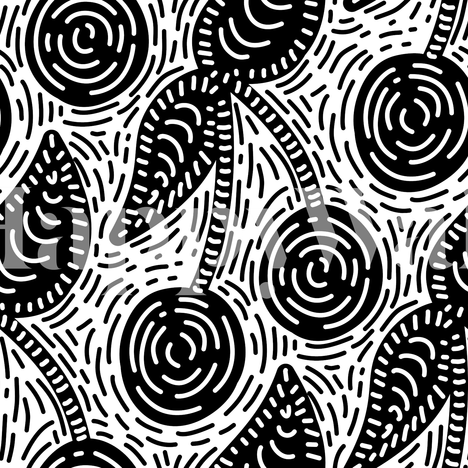 Black and White Cherry Pattern Wallpaper