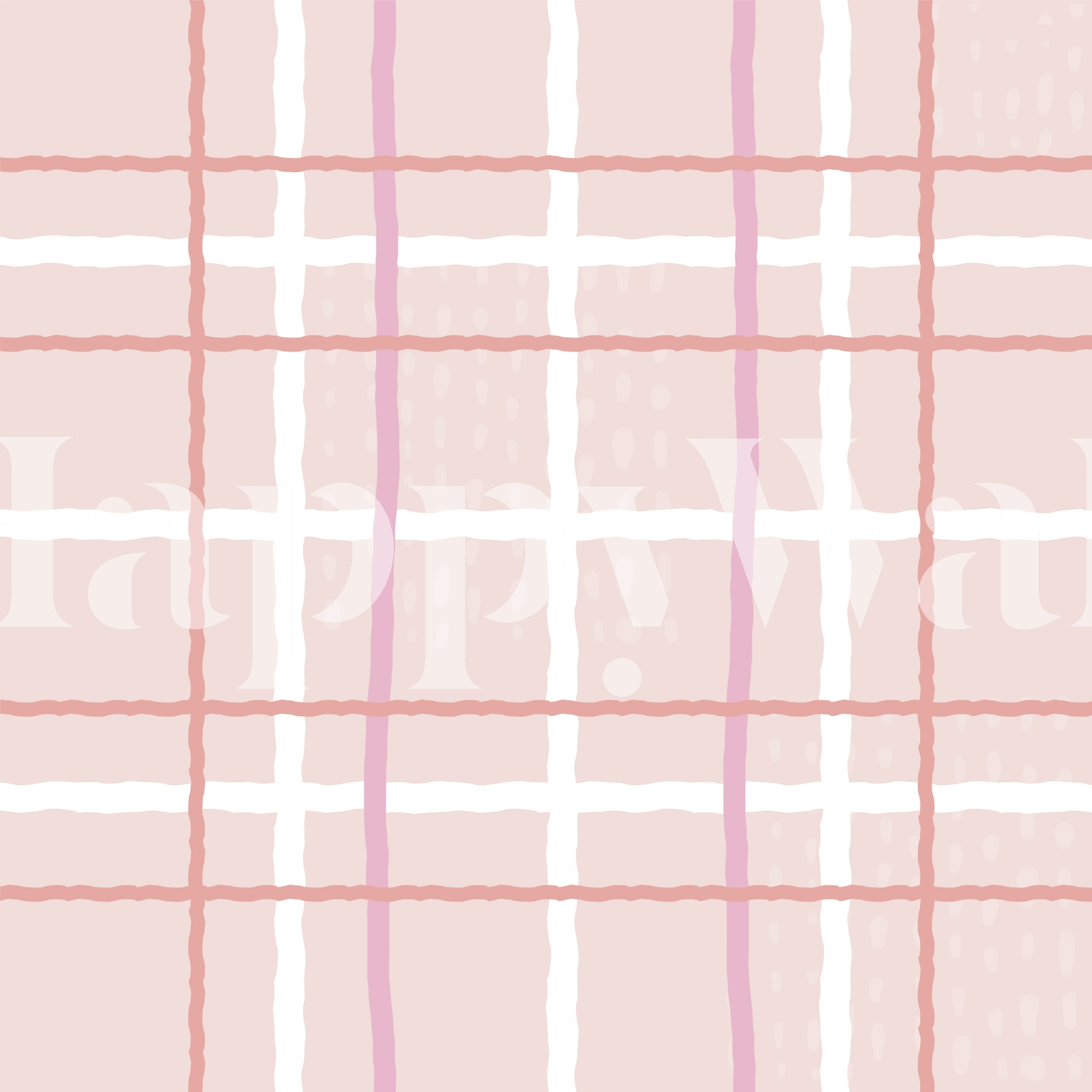 Pink Plaid Doodles Wallpaper | happywall.com