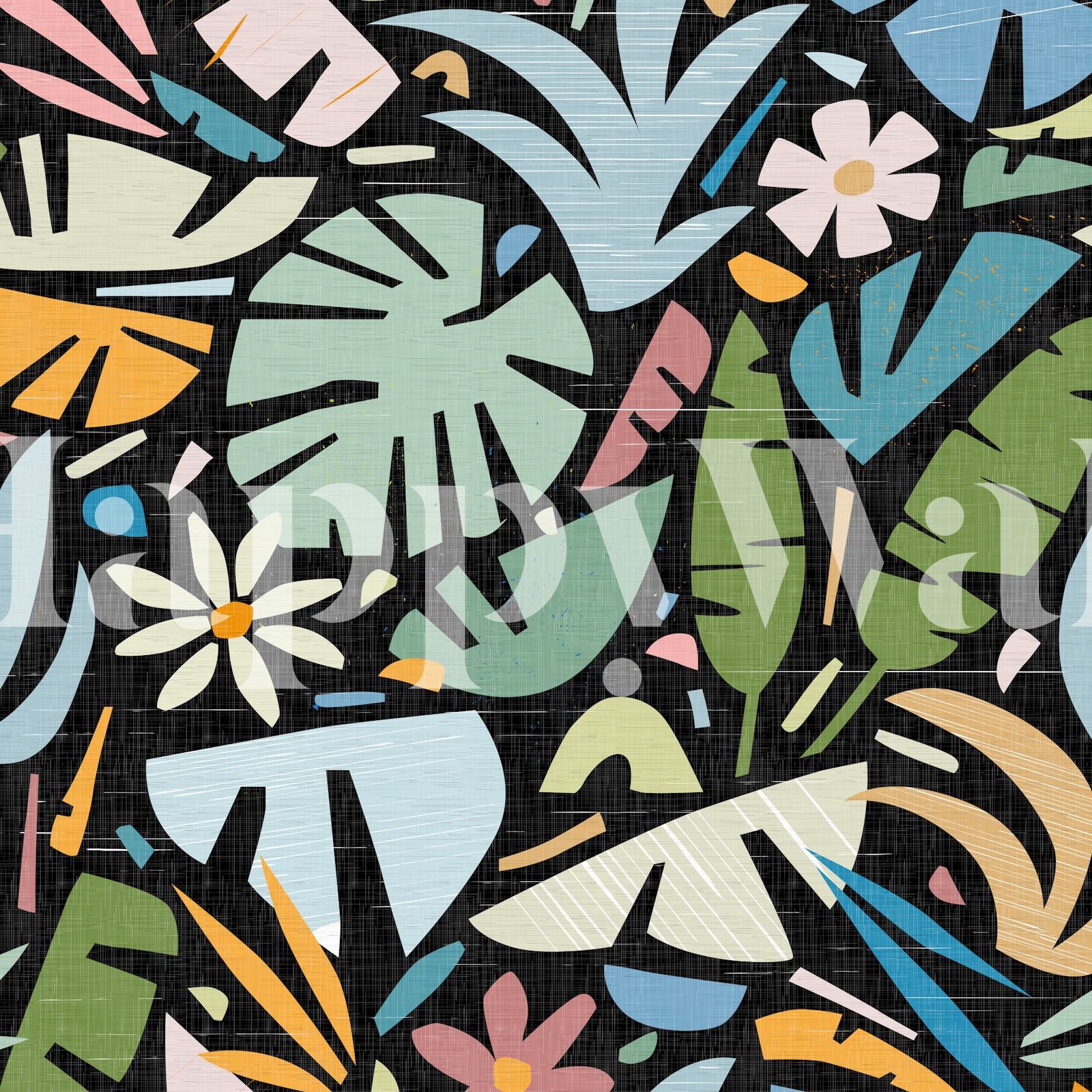 Mid Century Modern Tiki Plants Wallpaper
