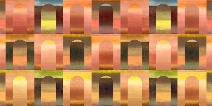 Retro Warm Tones Archway Wallpaper