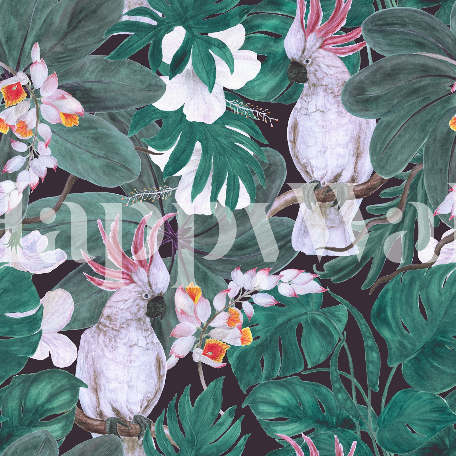 Tropical Cockatoo Dark - happywall.com