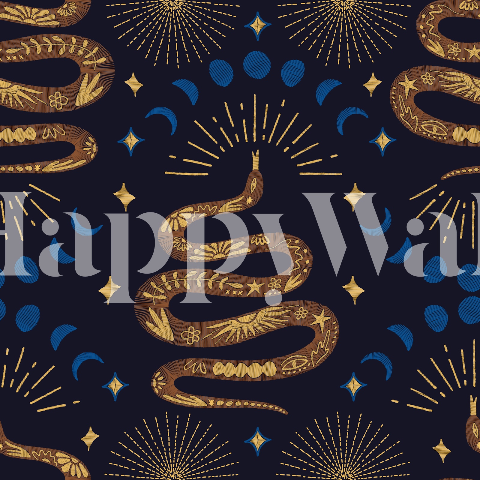 Mystic Snake and Moons Wallpaper | Happywall