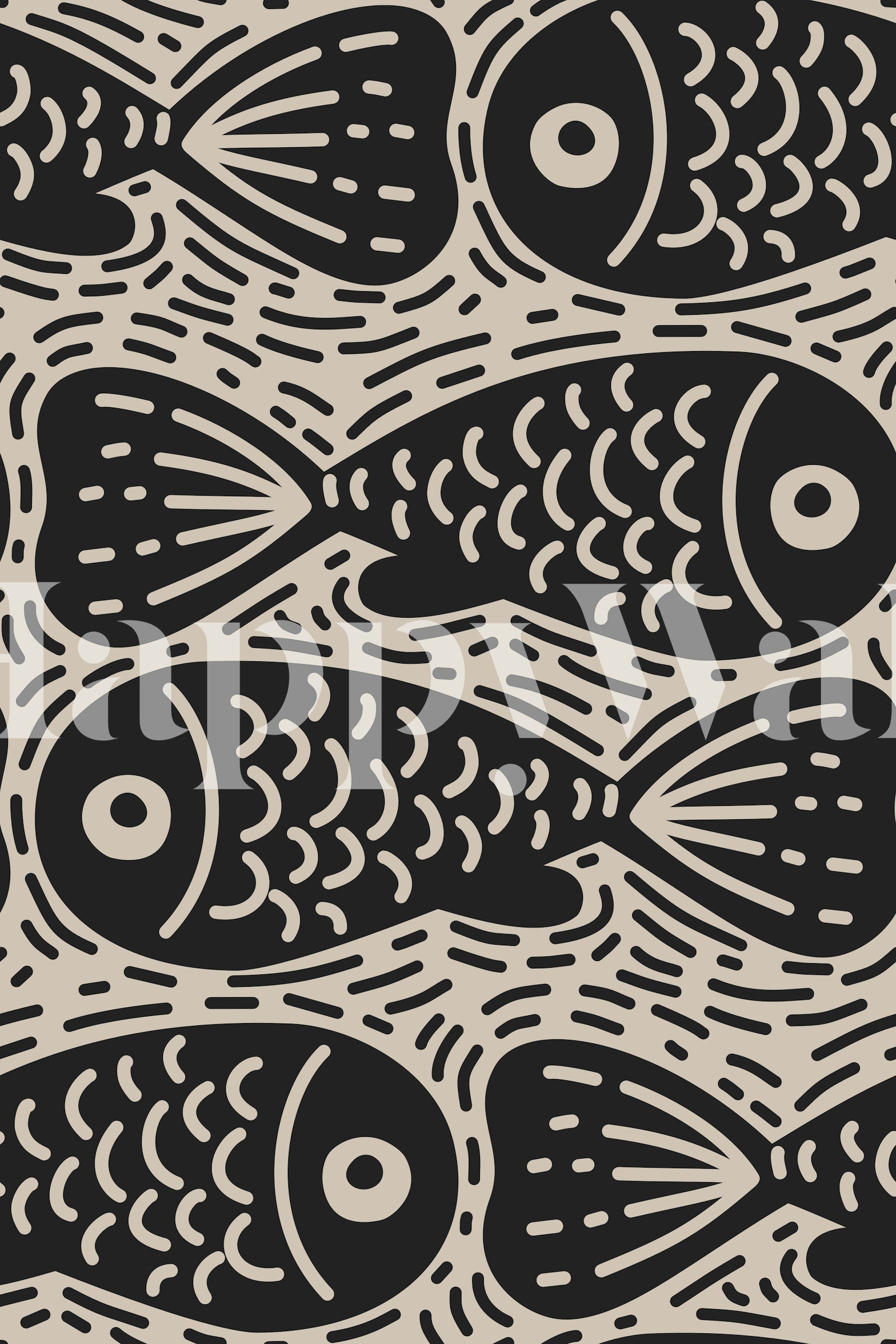Black Fish Print Trendy Wallpaper