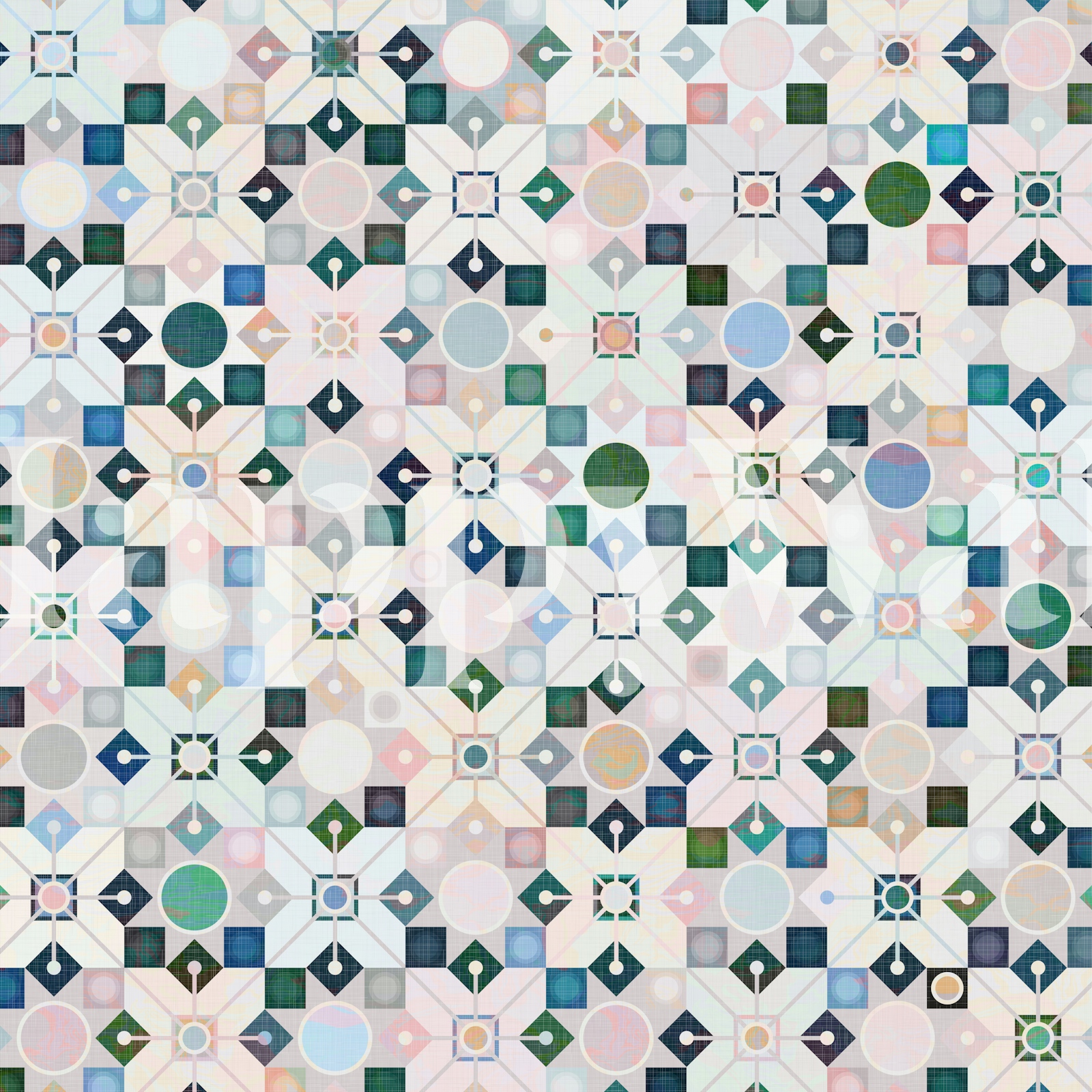 Mosaic Tiles in Pastel and Neutral Shades Wallpaper