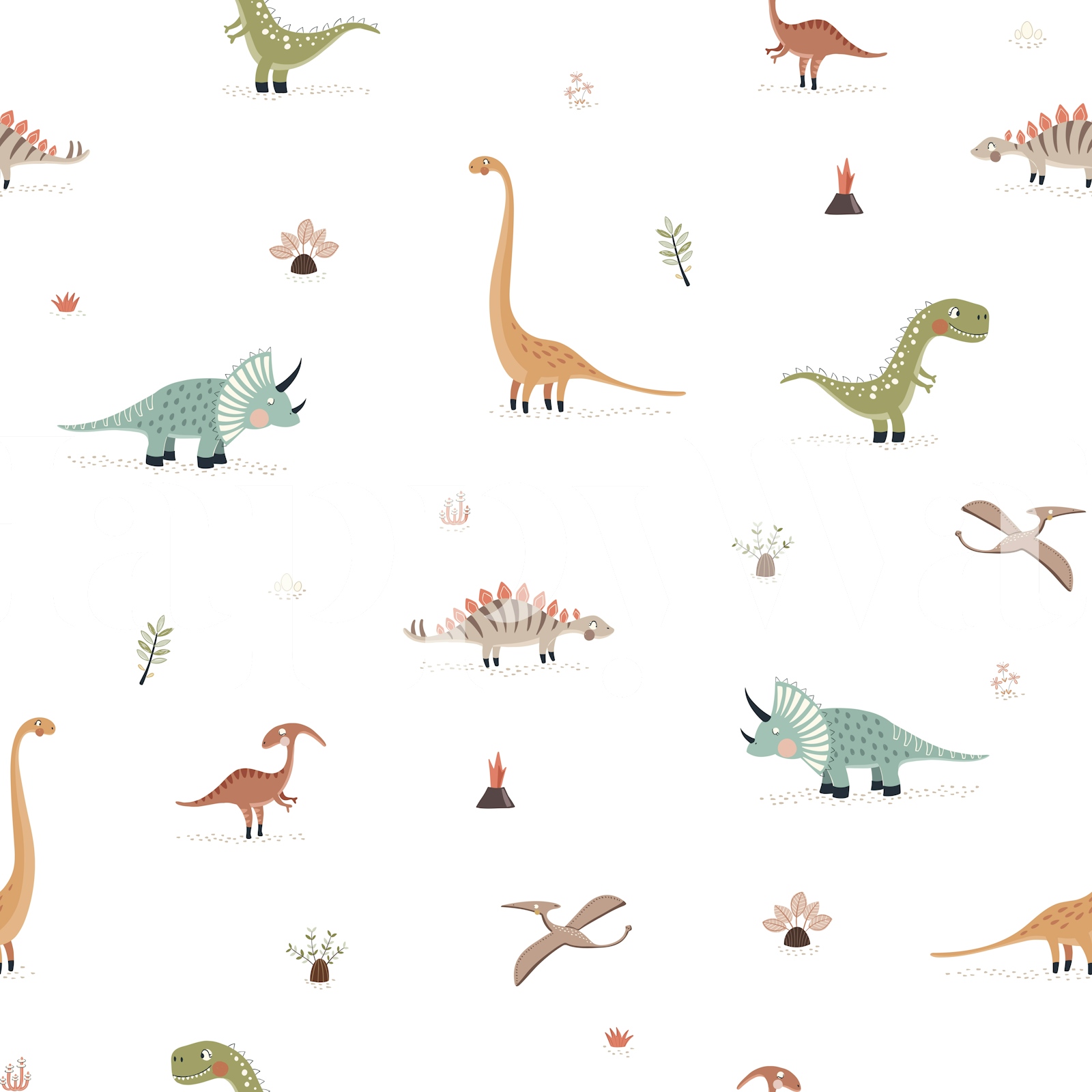 Playful Dinosaur Wallpaper for Kids Room