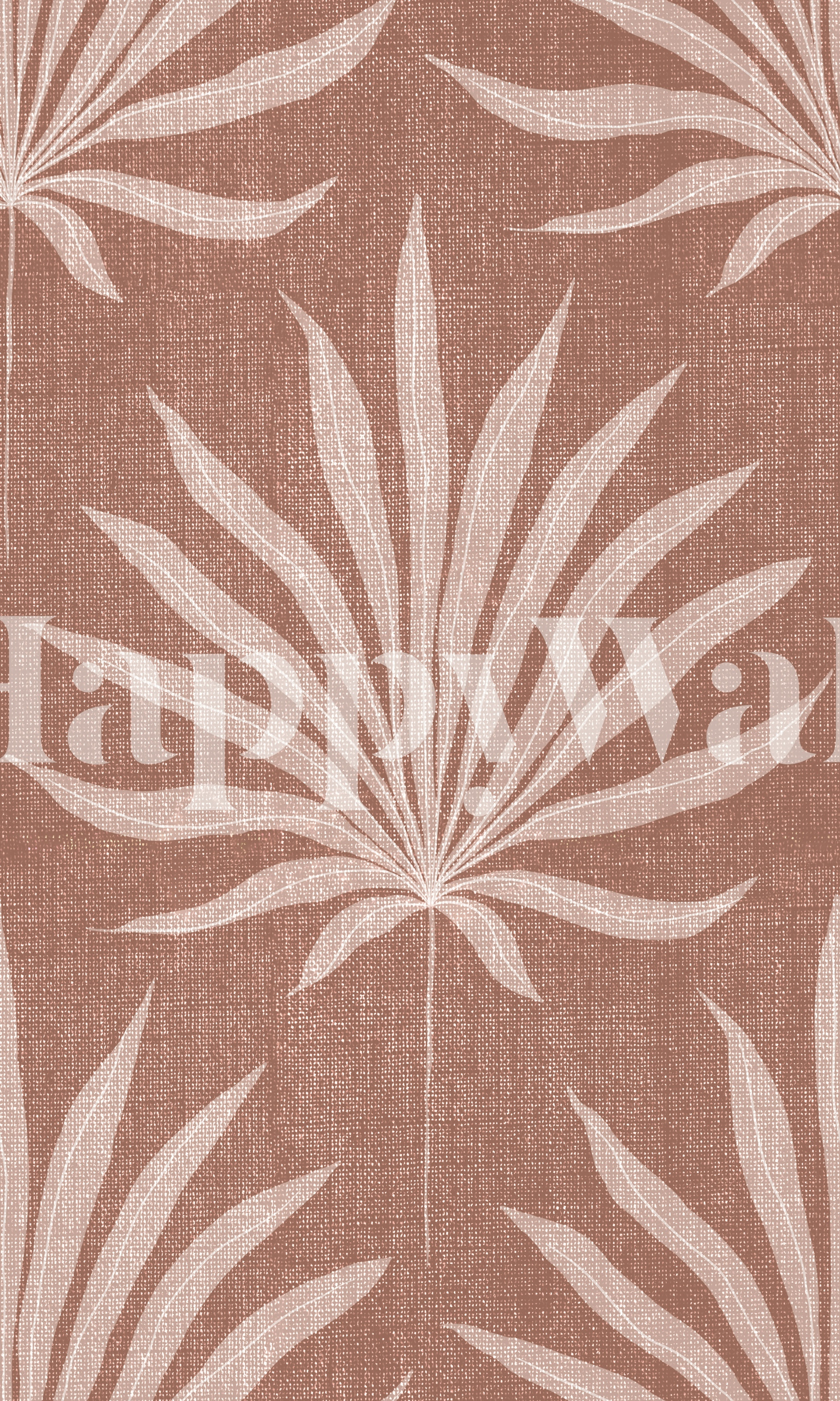 Boho Palm Frond Mocha Wallpaper Design