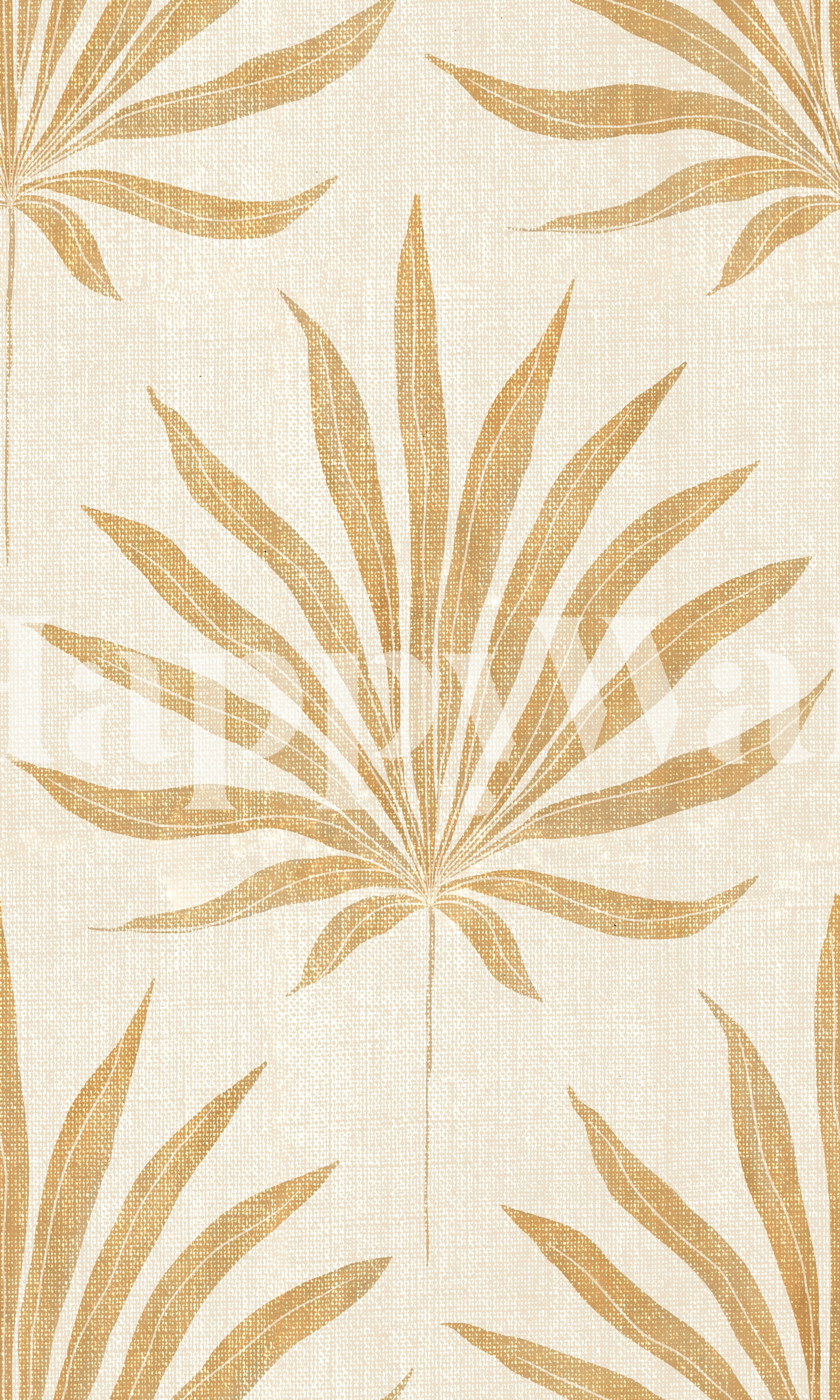 Boho Palm Frond Cream Gold Wallpaper