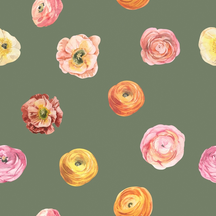 Scattered Ranunculus Pattern - Happywall.com