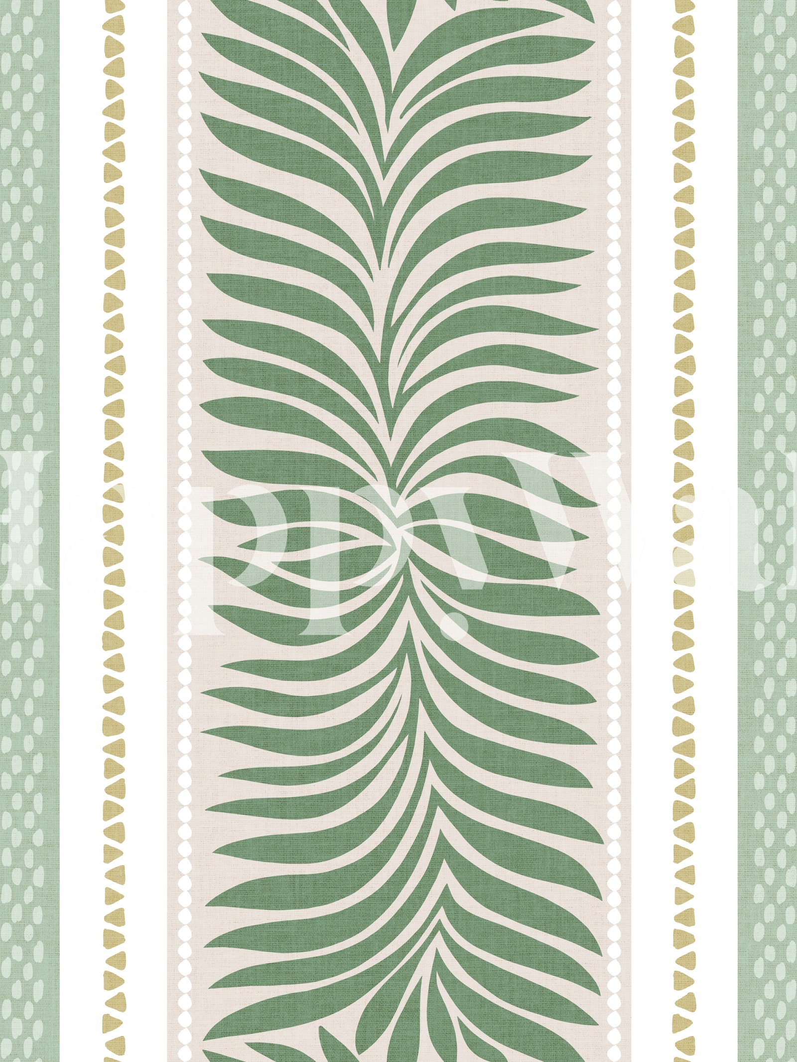 Green Botanical Stripes Wallpaper
