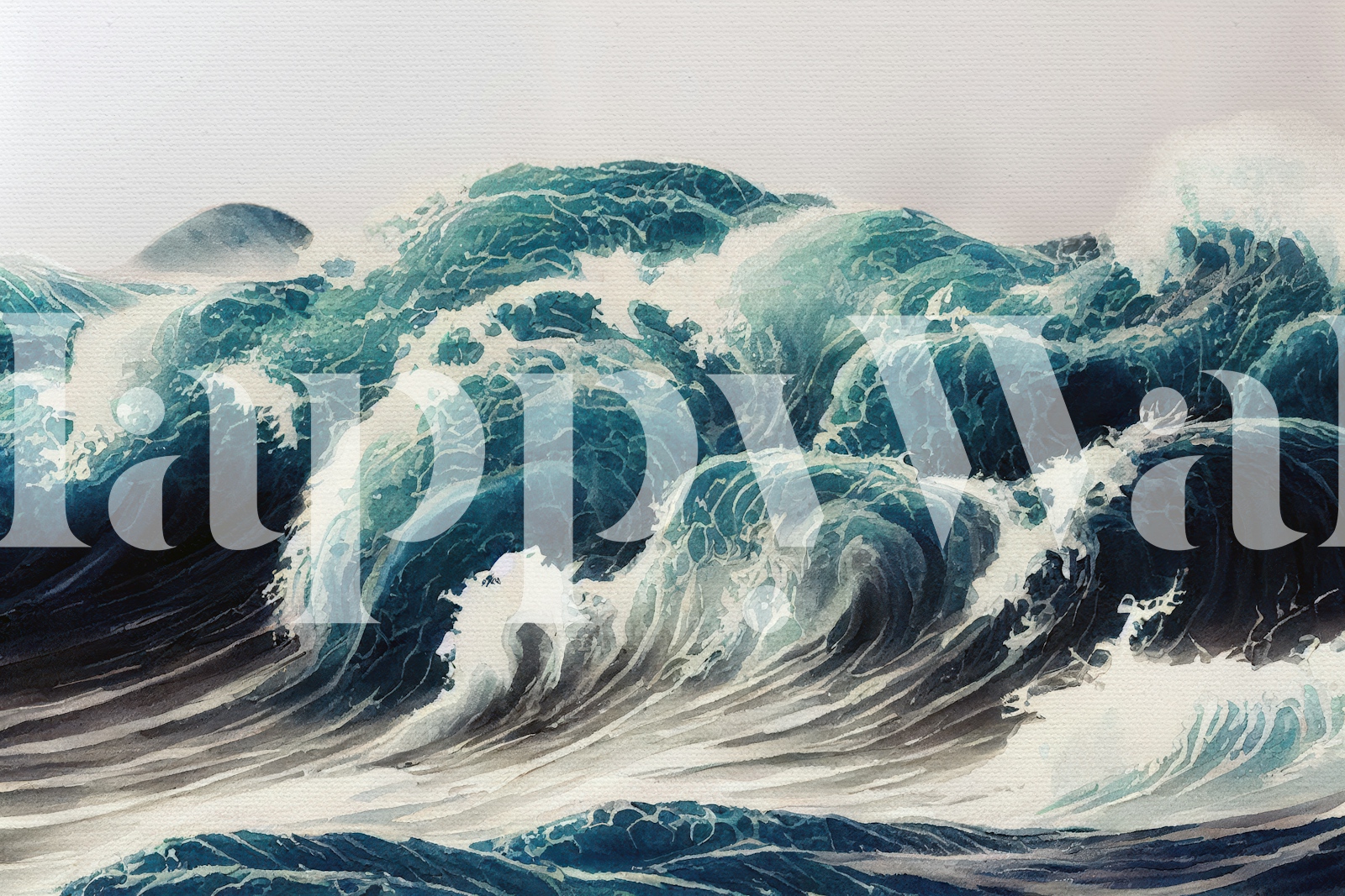 Azure Teal White Lotus Waves Wallpaper