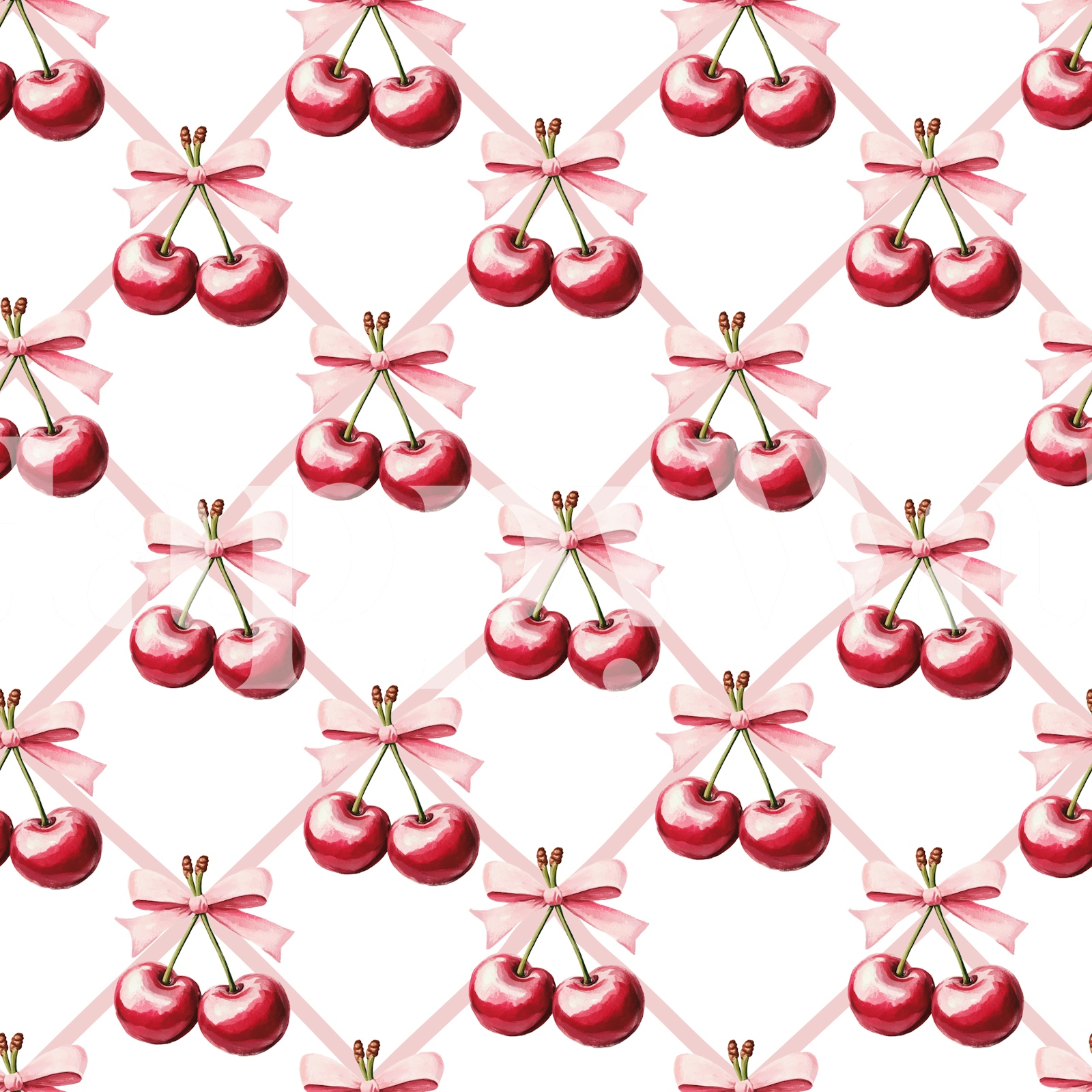 Pink Cherry Bow Wallpaper for Kids Rooms