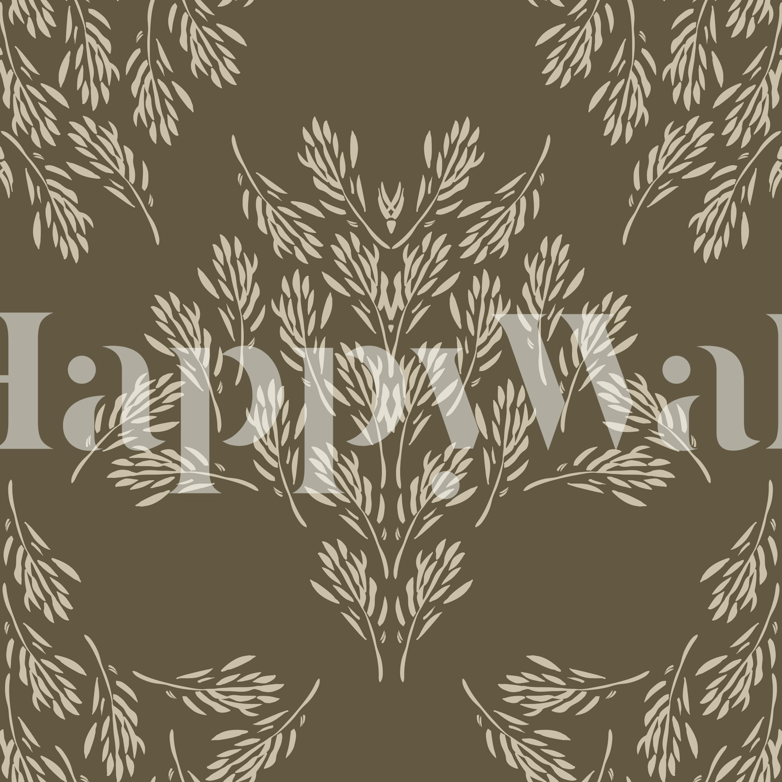 Rustic Leaf Damask – Taupe Brown | happywall.com
