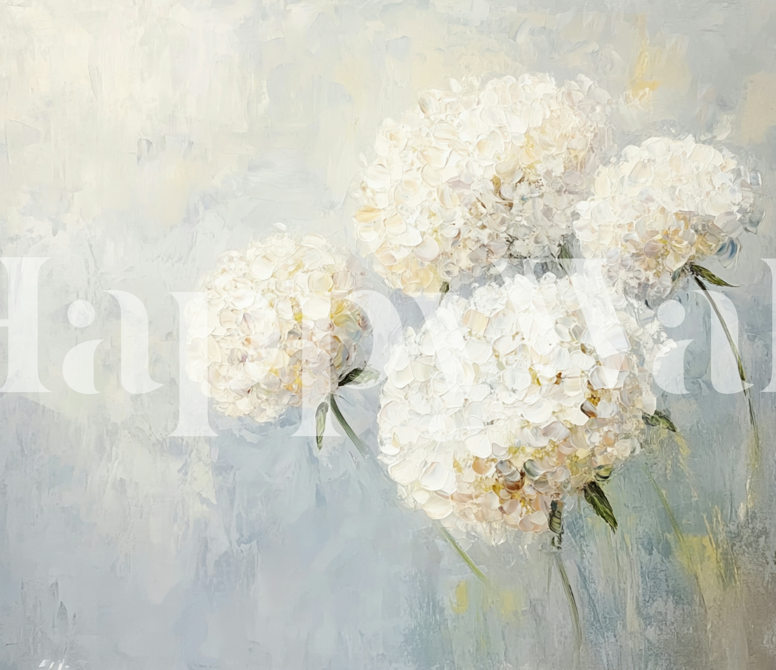 Gentle White Hydrangea Elegance Wallpaper