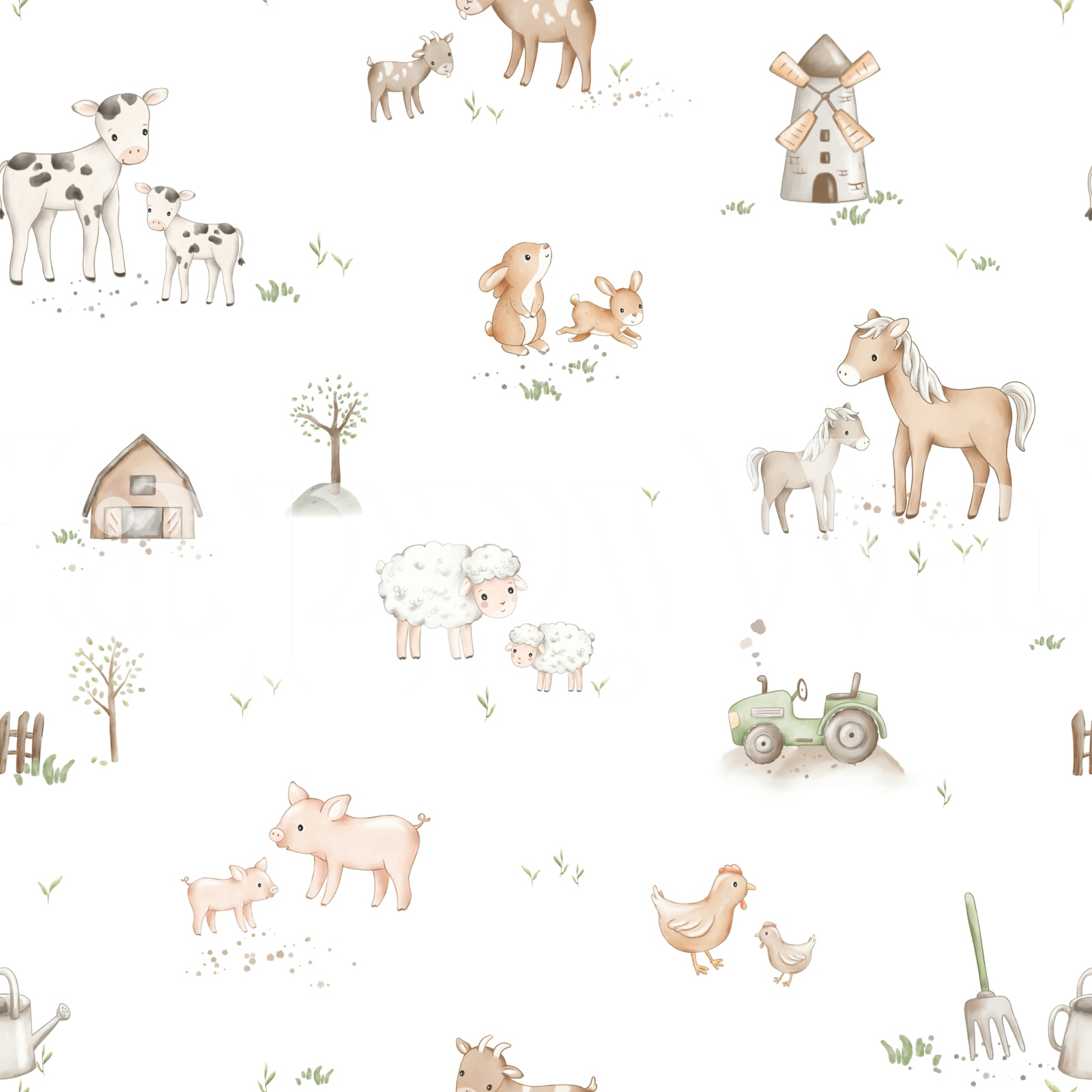 Charming Farmyard Animals Wallpaper