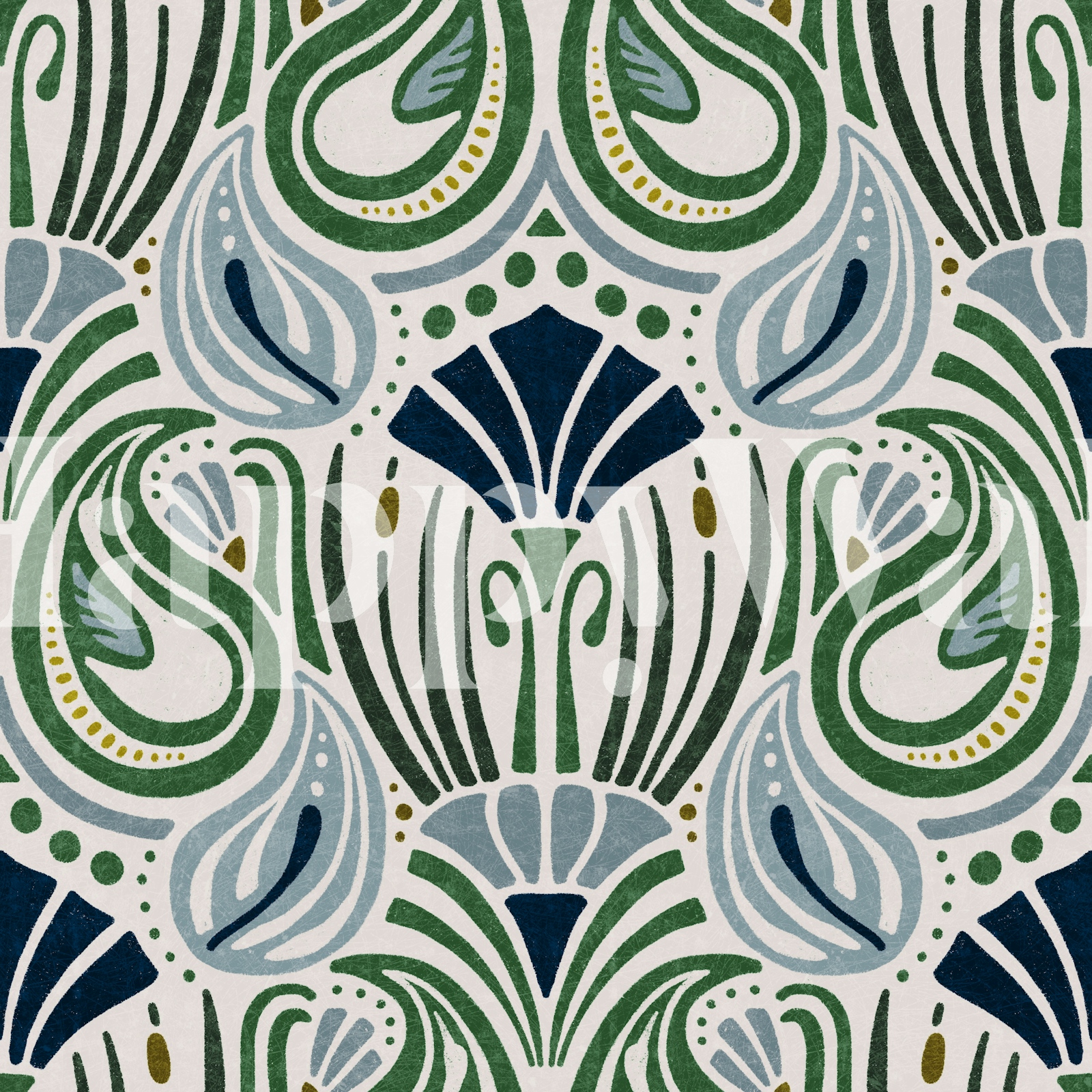 Green Floral Pattern Wallpaper for Home Decor