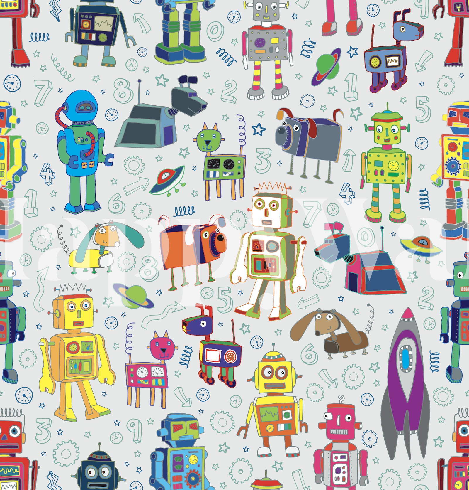 Colorful Robot Wallpaper for Kids Room