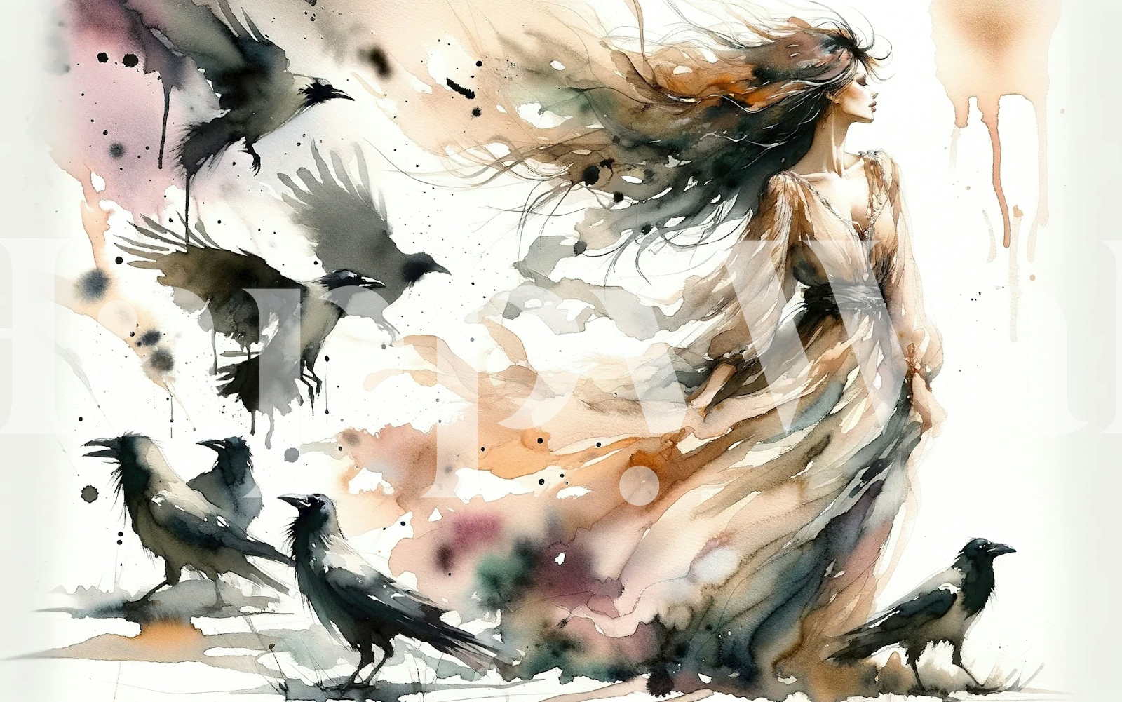 Mystical Dance with Crows Wallpaper - Happywall