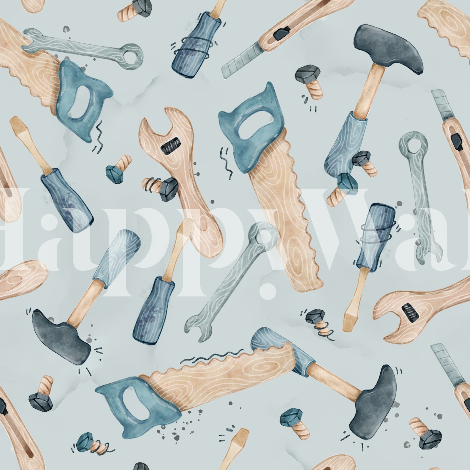 Blue Tool Pattern Wallpaper for Kids