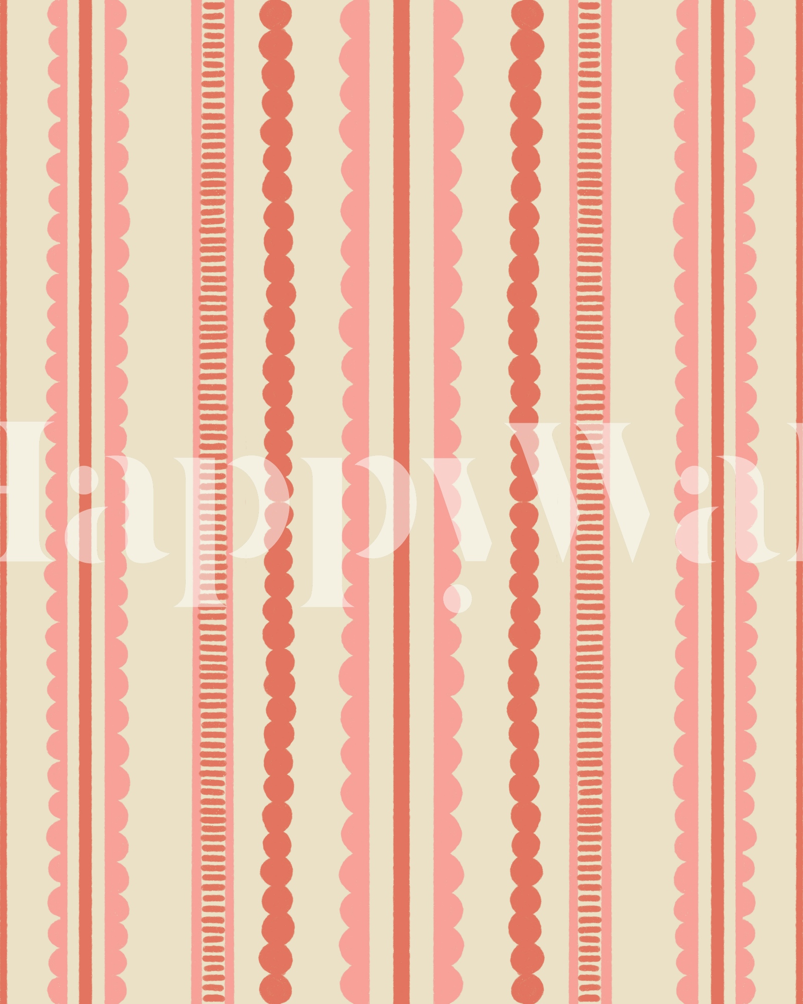 Coral Striped Elegance Wallpaper