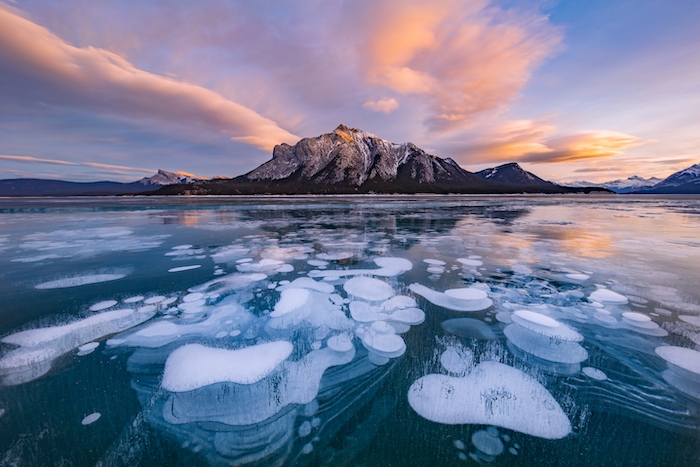 Abraham Lake Sunset Wallpaper - Mountain & Ice