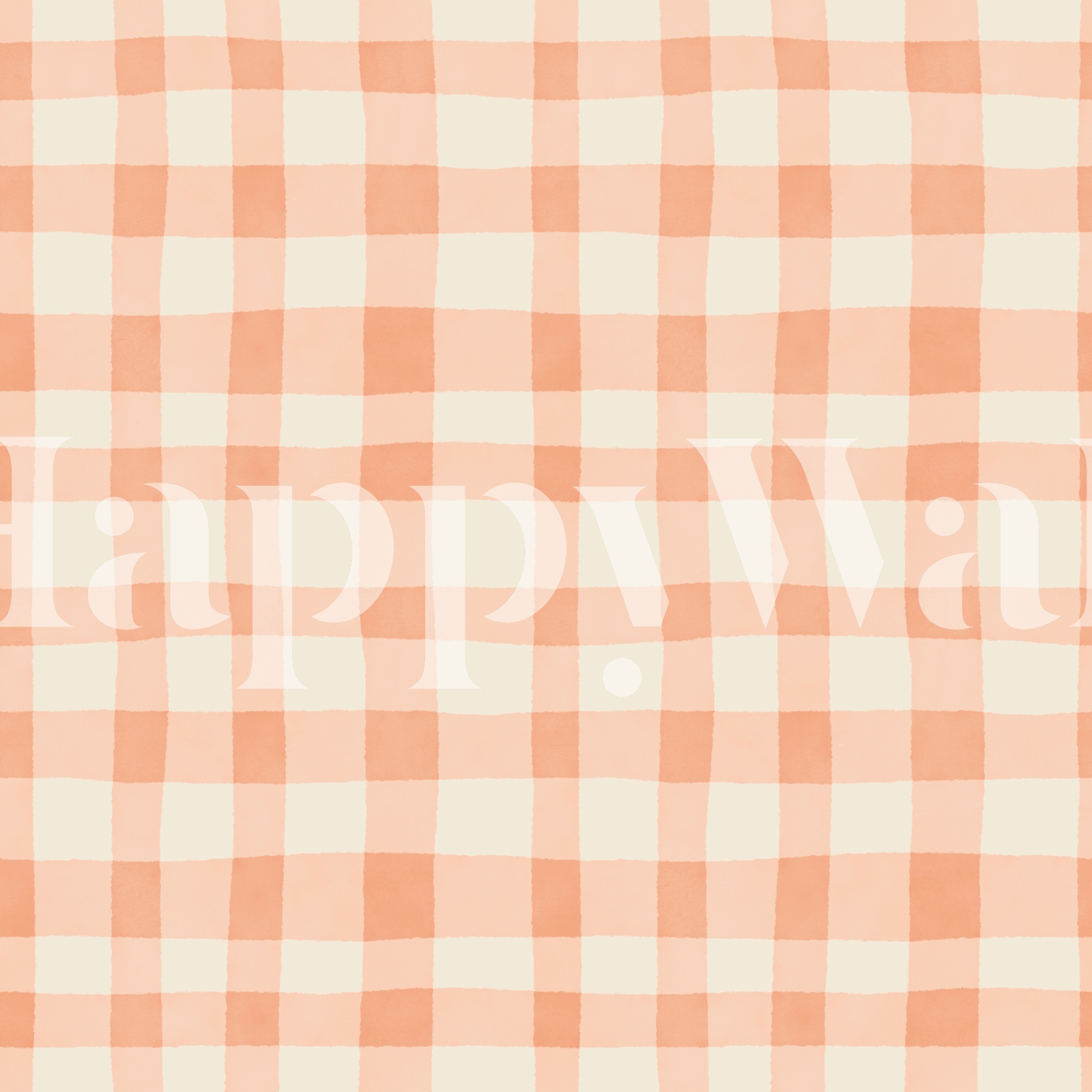 Peach Gingham Delight Wallpaper