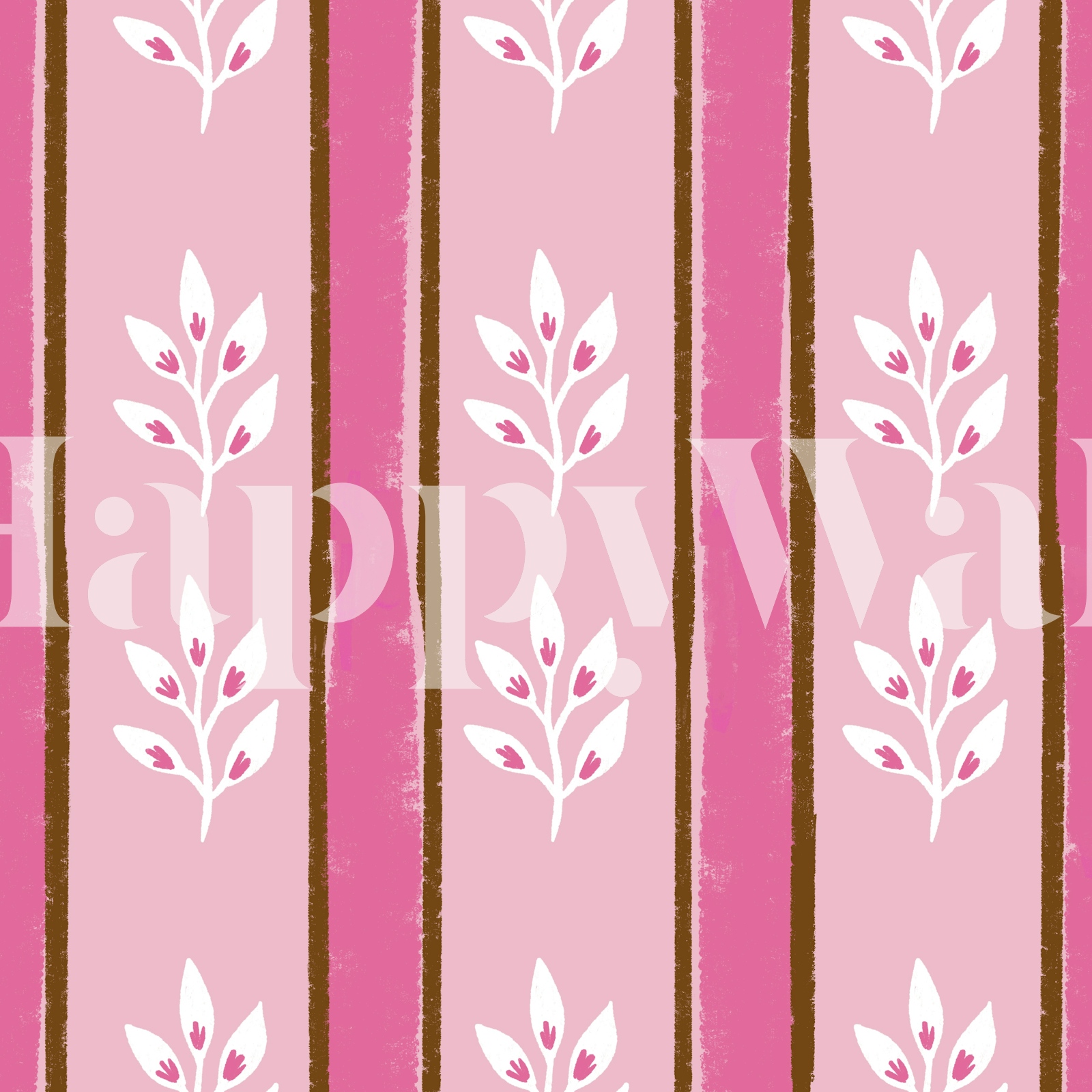 Pink Floral Striped Wallpaper for Bedroom