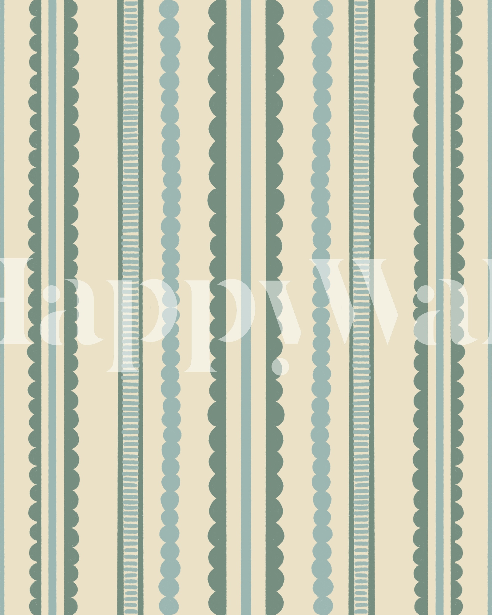 Vintage Stripe Wallpaper in Soft Blue and Cream