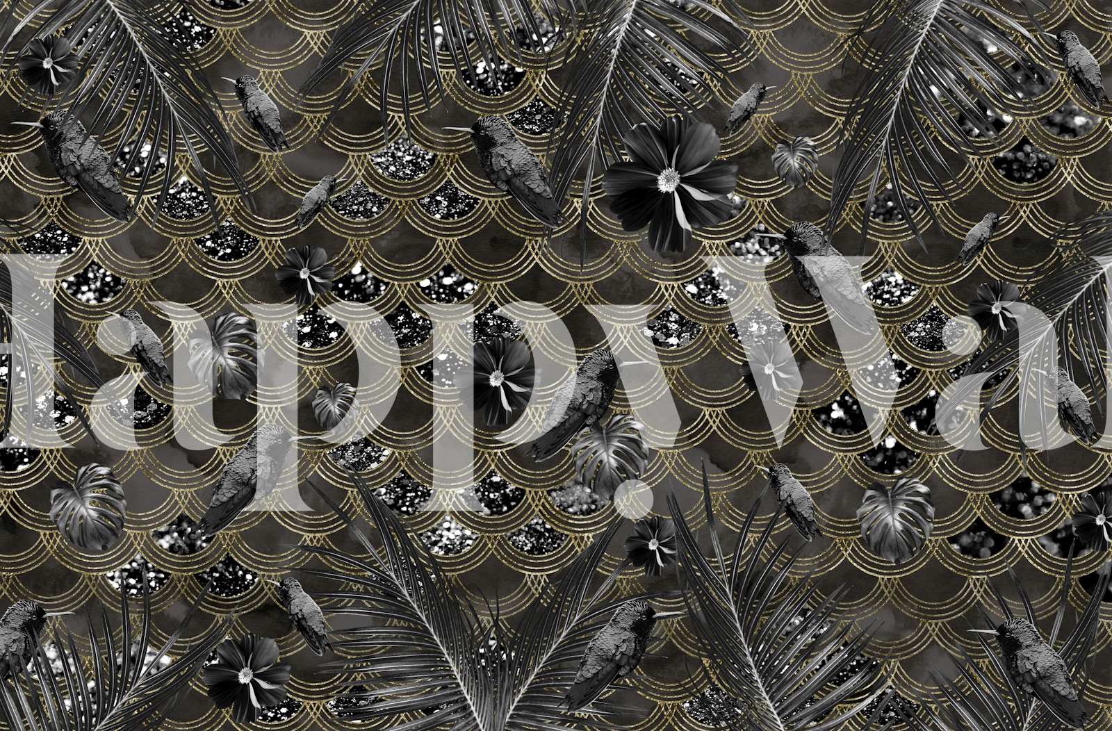 Tropical Jungle Noir Scales Glam 1 Wallpaper